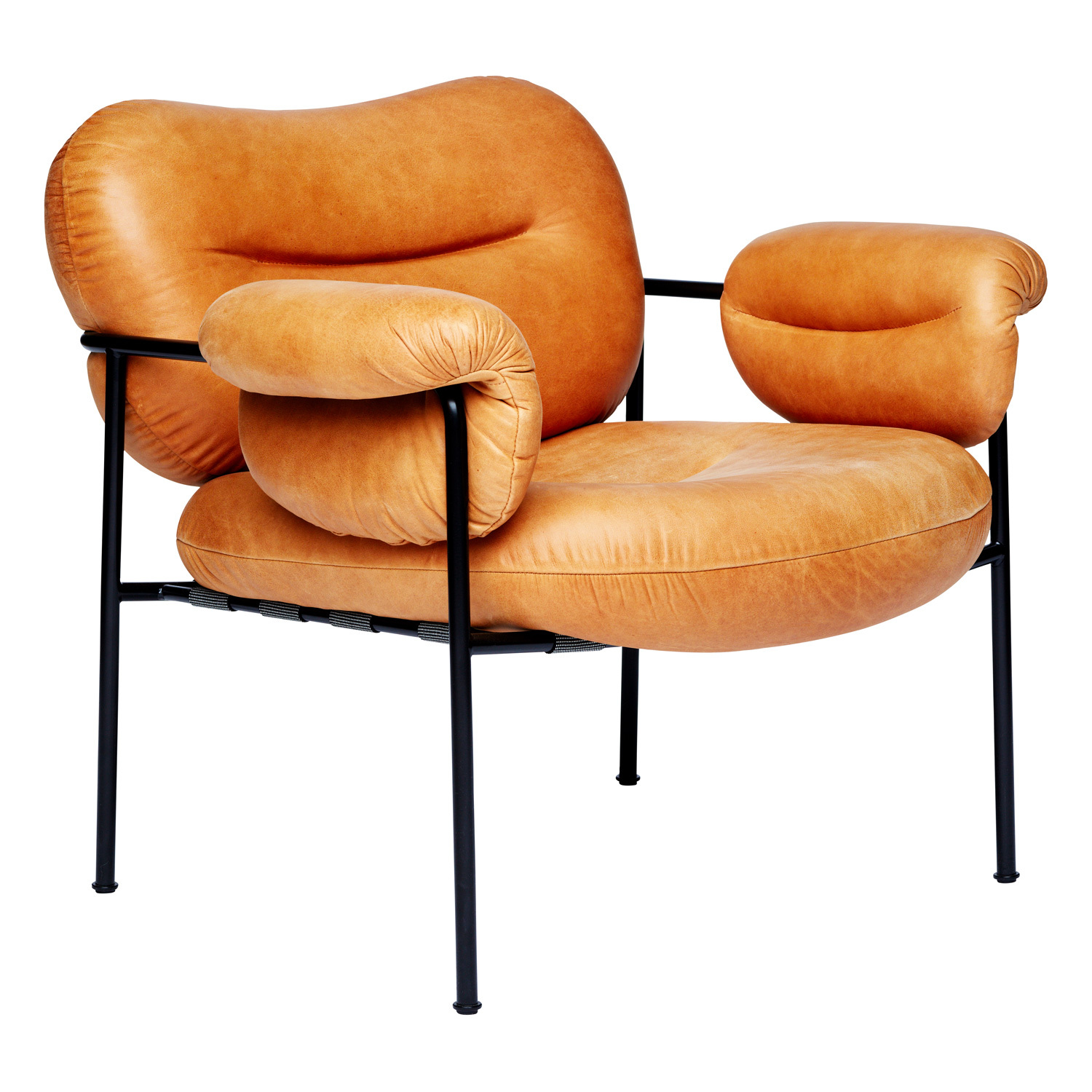 Fogia Bollo lounge chair, cognac leather - black | Finnish Design Shop