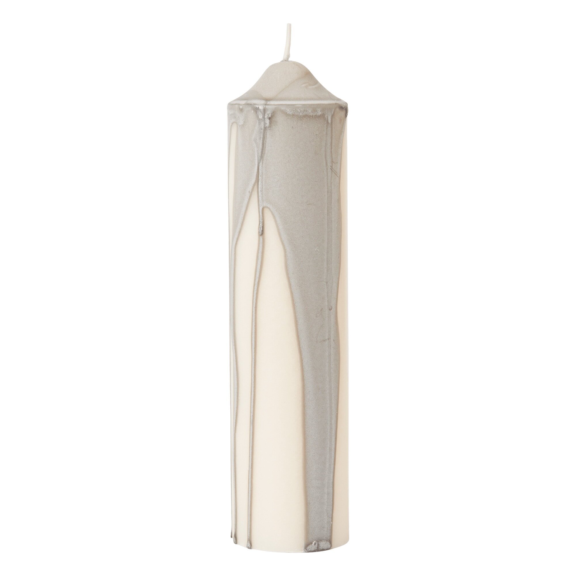 Ferm Living Dryp pillar candle, warm grey | Finnish Design Shop