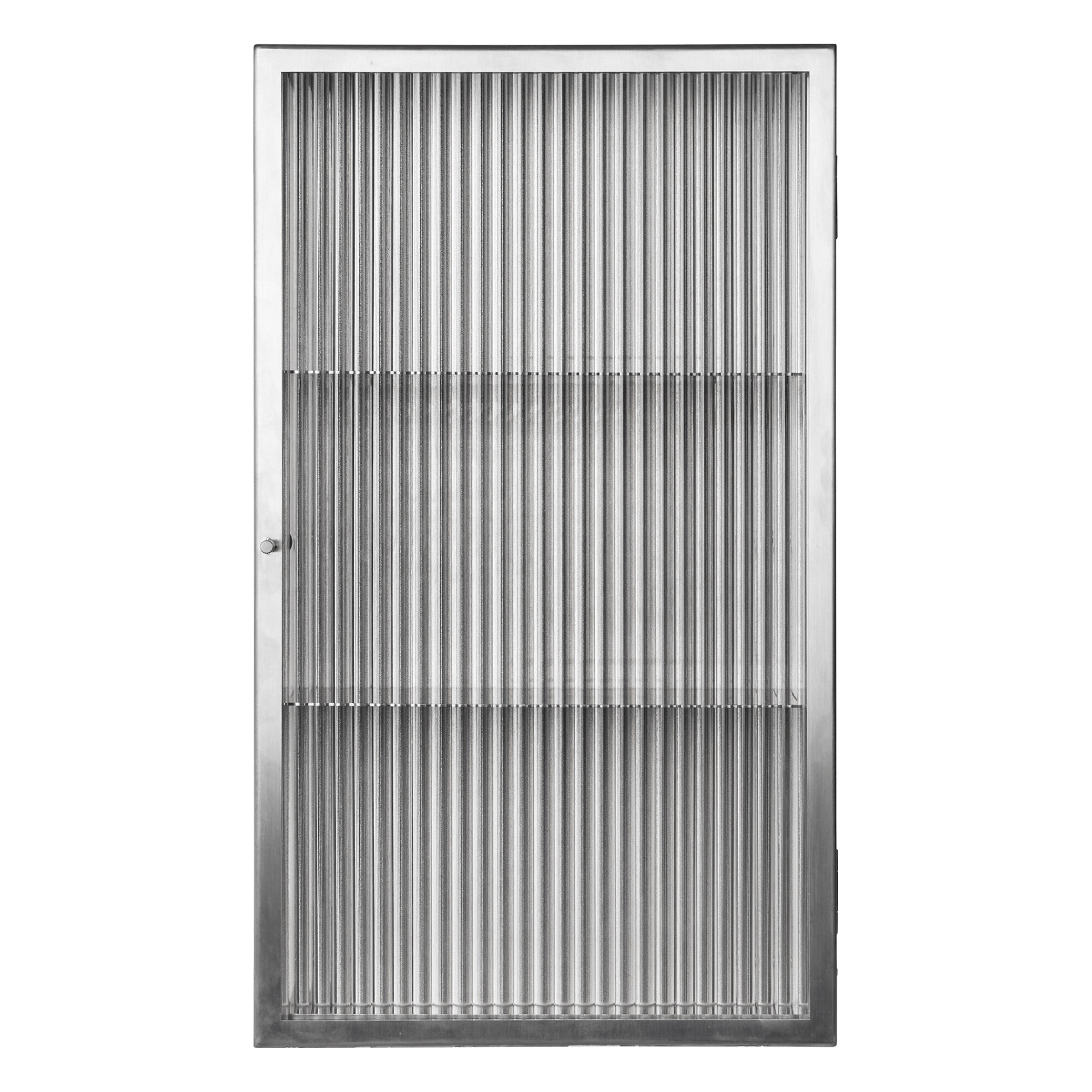 Ferm Living Haze wall cabinet, reeded glass, brushed stainless steel ...