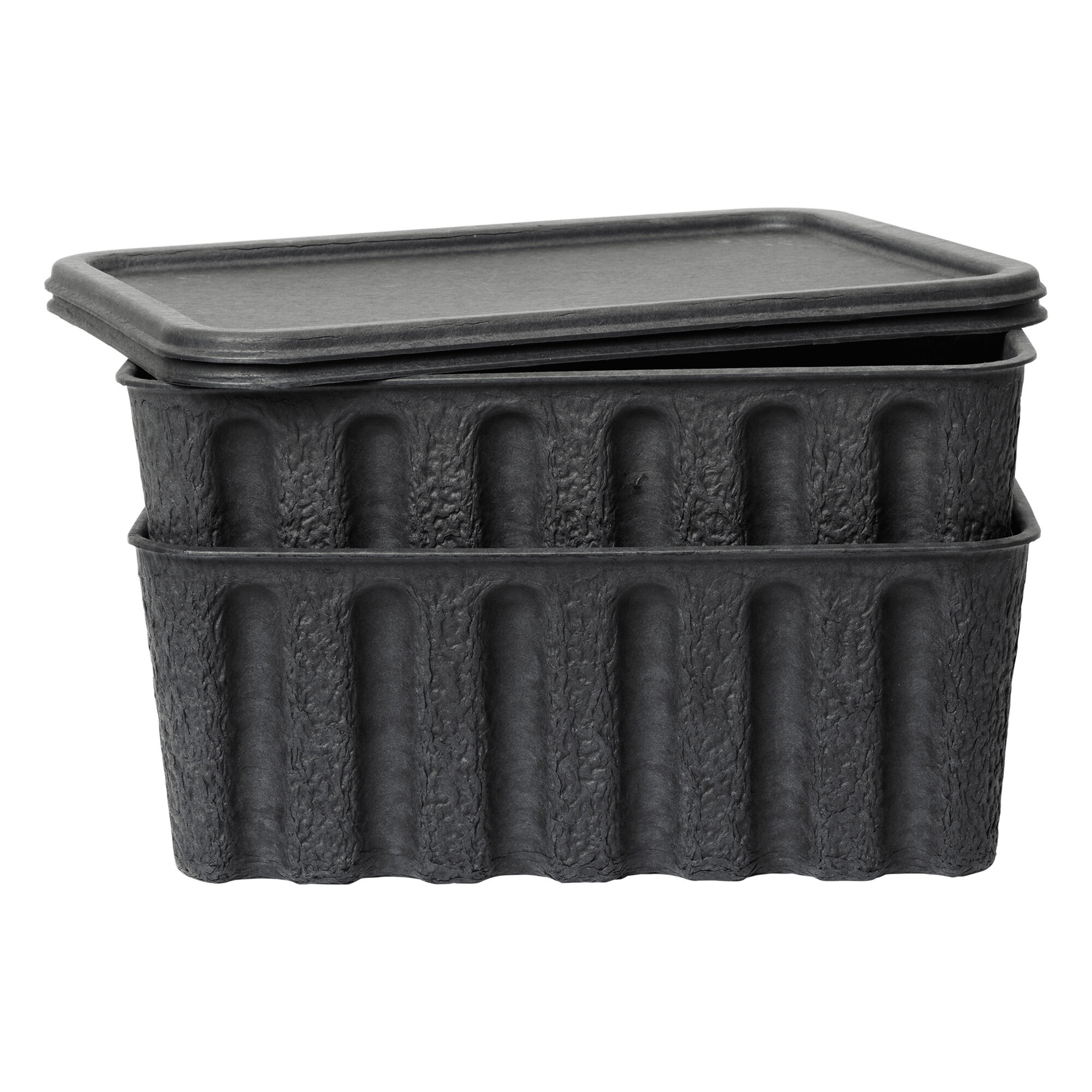 Ferm Living Boîte en pâte à papier, grande, 2 pcs, charbon | Finnish ...