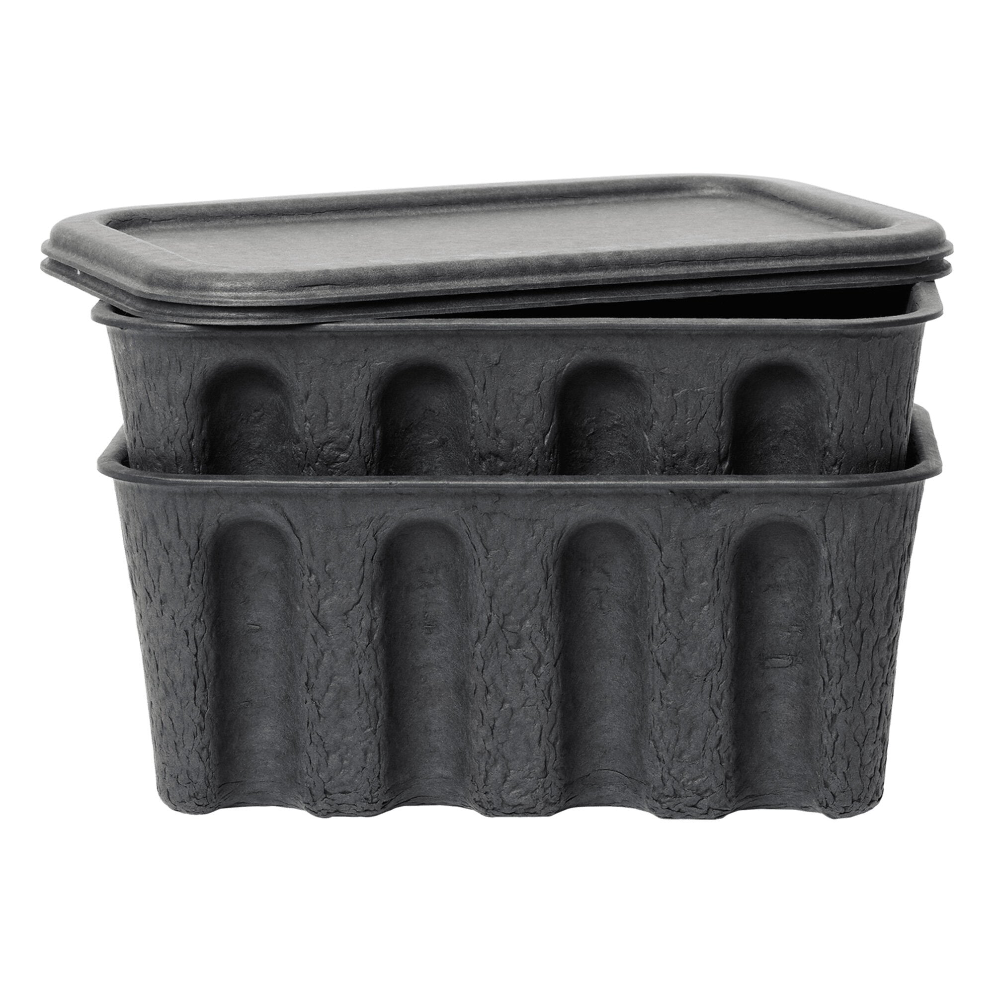 Ferm Living Paper pulp box, small, 2 pcs, charcoal | Finnish Design Shop