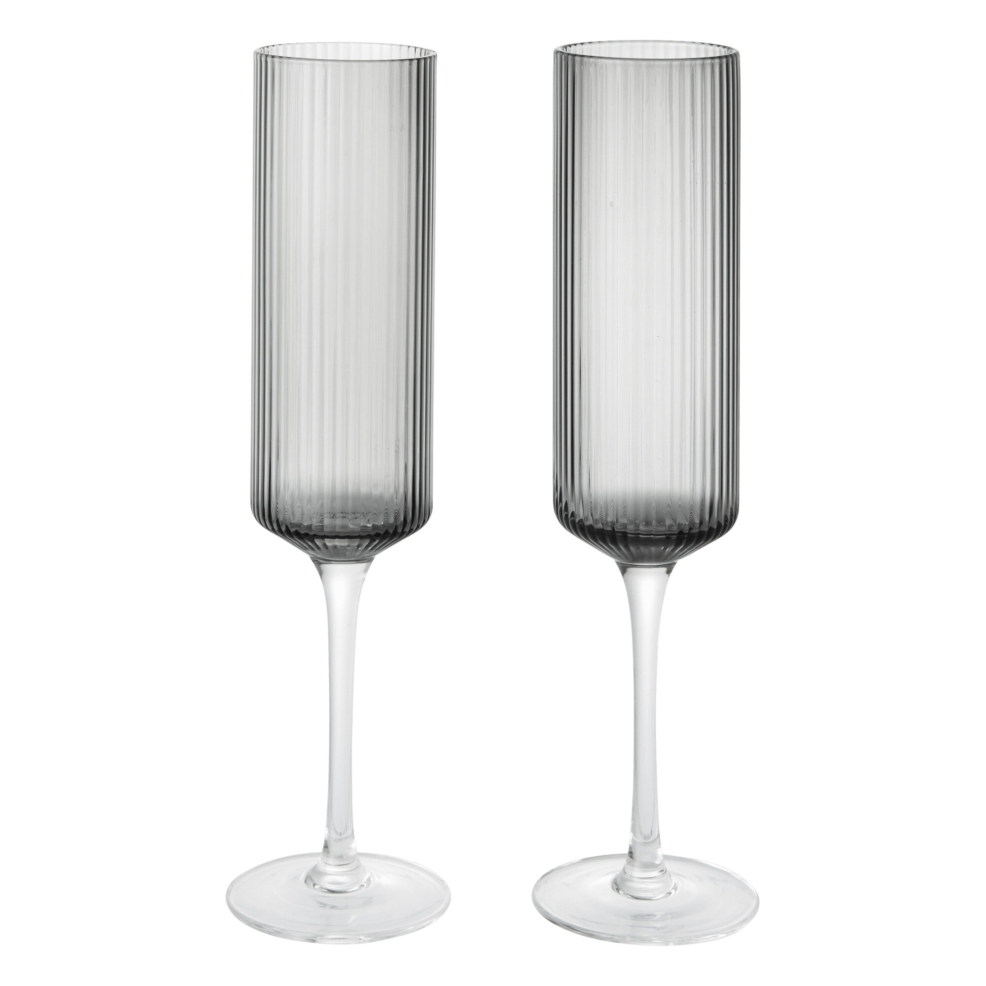 Ferm Living Ripple flute da champagne, 2 pz, grigio fumé | Finnish ...