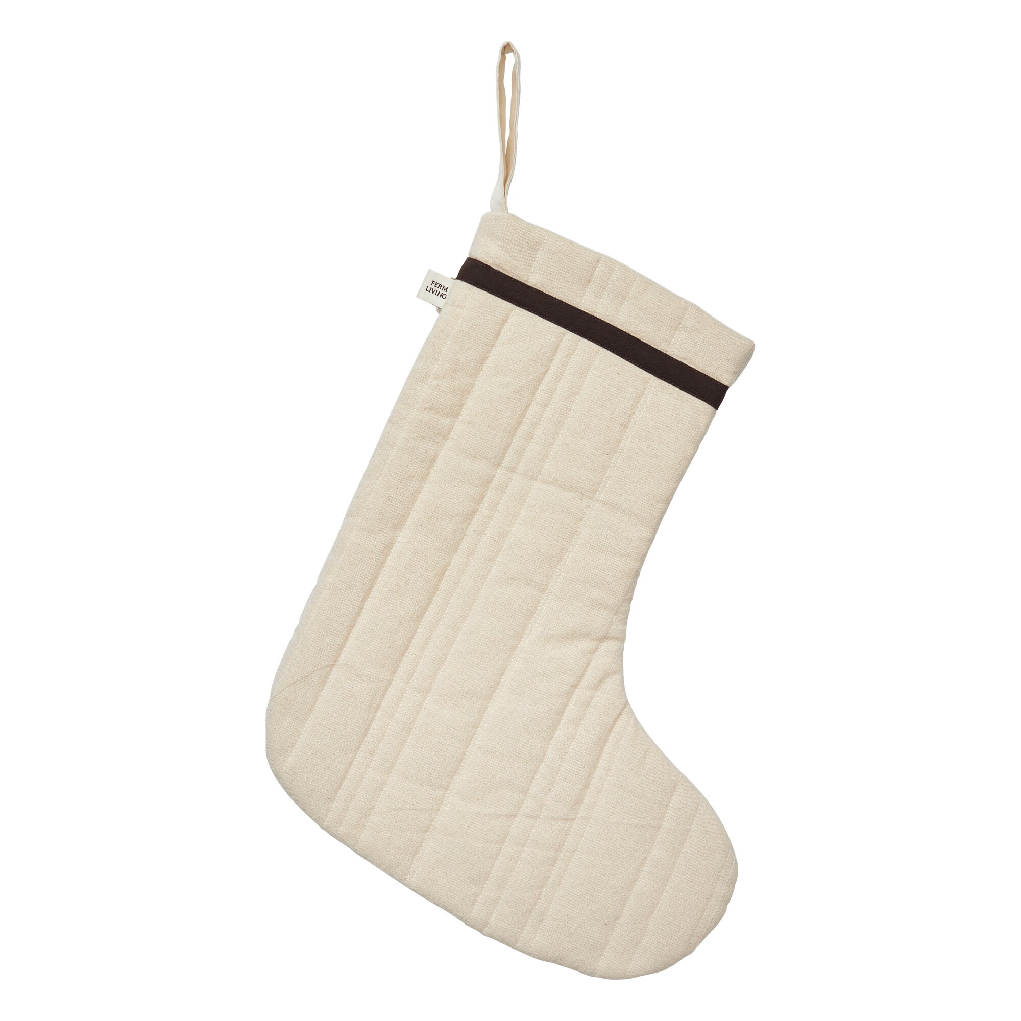 Ferm Living Vari quilted Christmas stocking, cotton, natural | Finnish ...