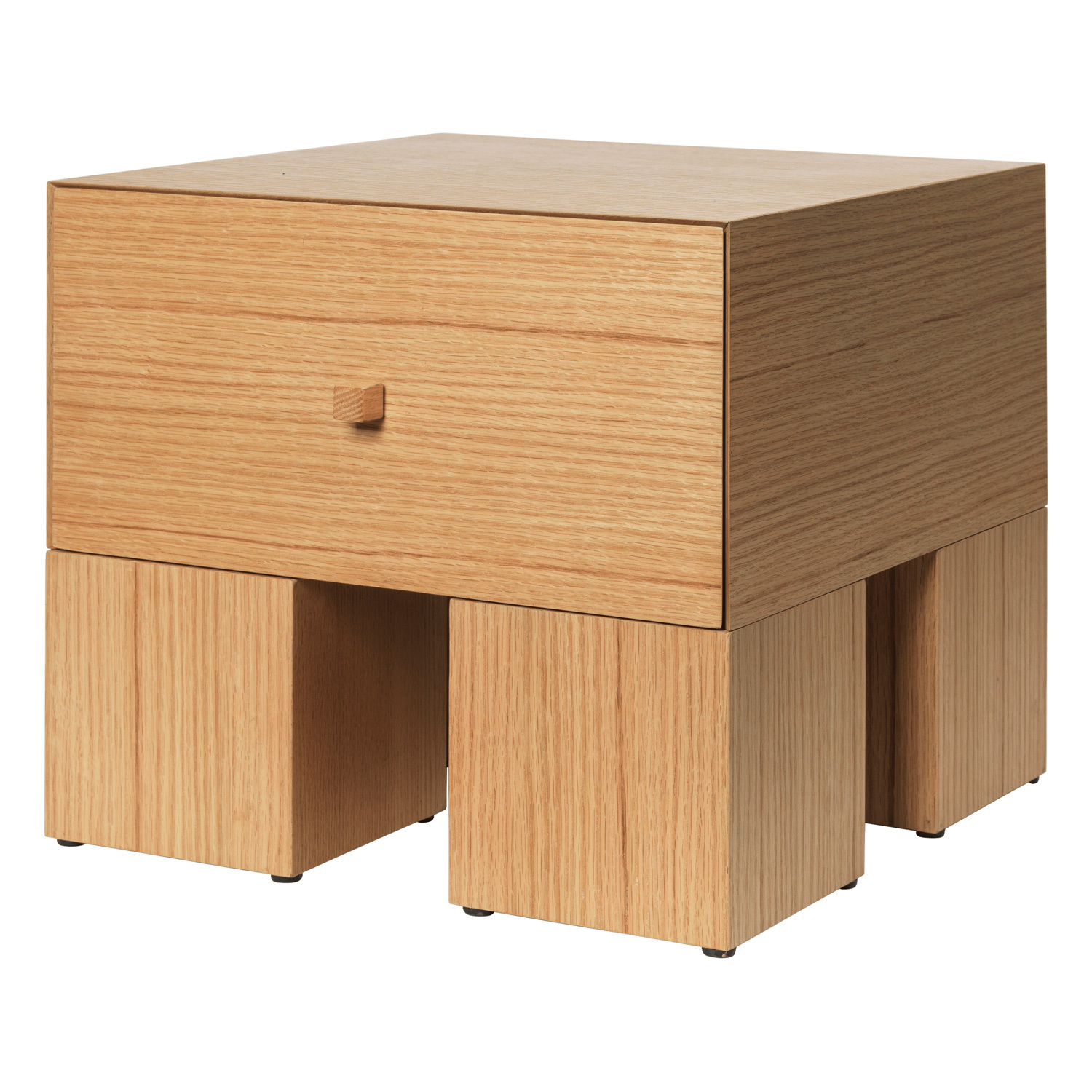 Ferm Living Kuben bedside table 1x1, natural oak veneer | Finnish ...
