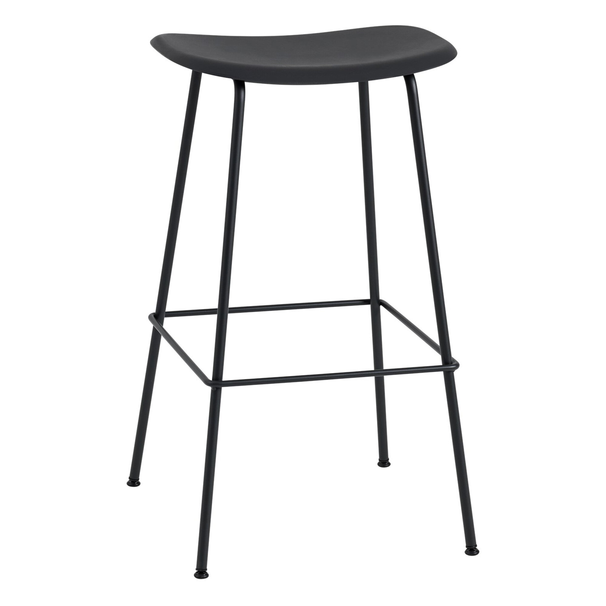 Muuto Fiber bar stool, 75 cm, tube base, black | Finnish Design Shop