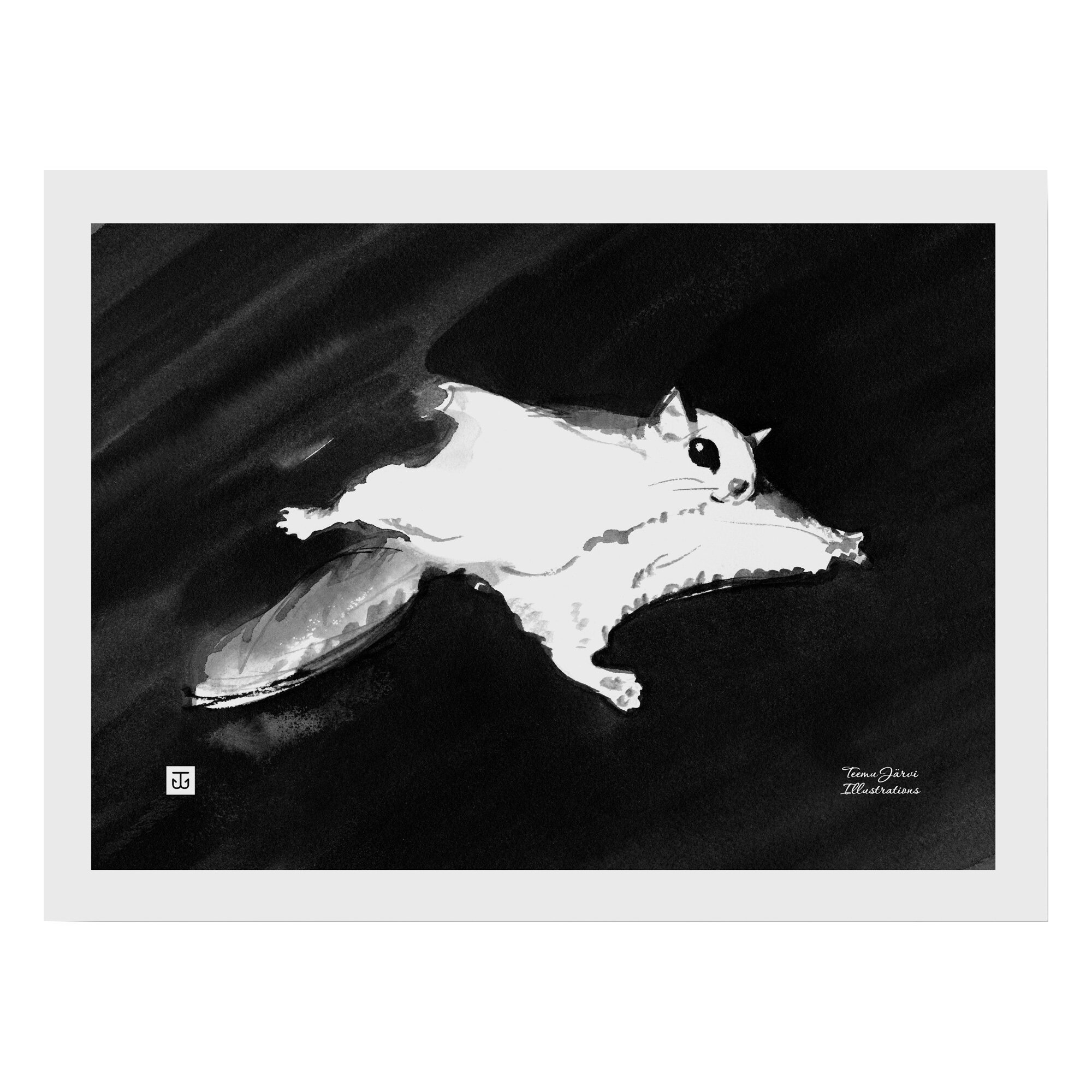 Teemu Järvi Illustrations Flying Squirrel Poster, 40 x 30 cm | Finnish ...
