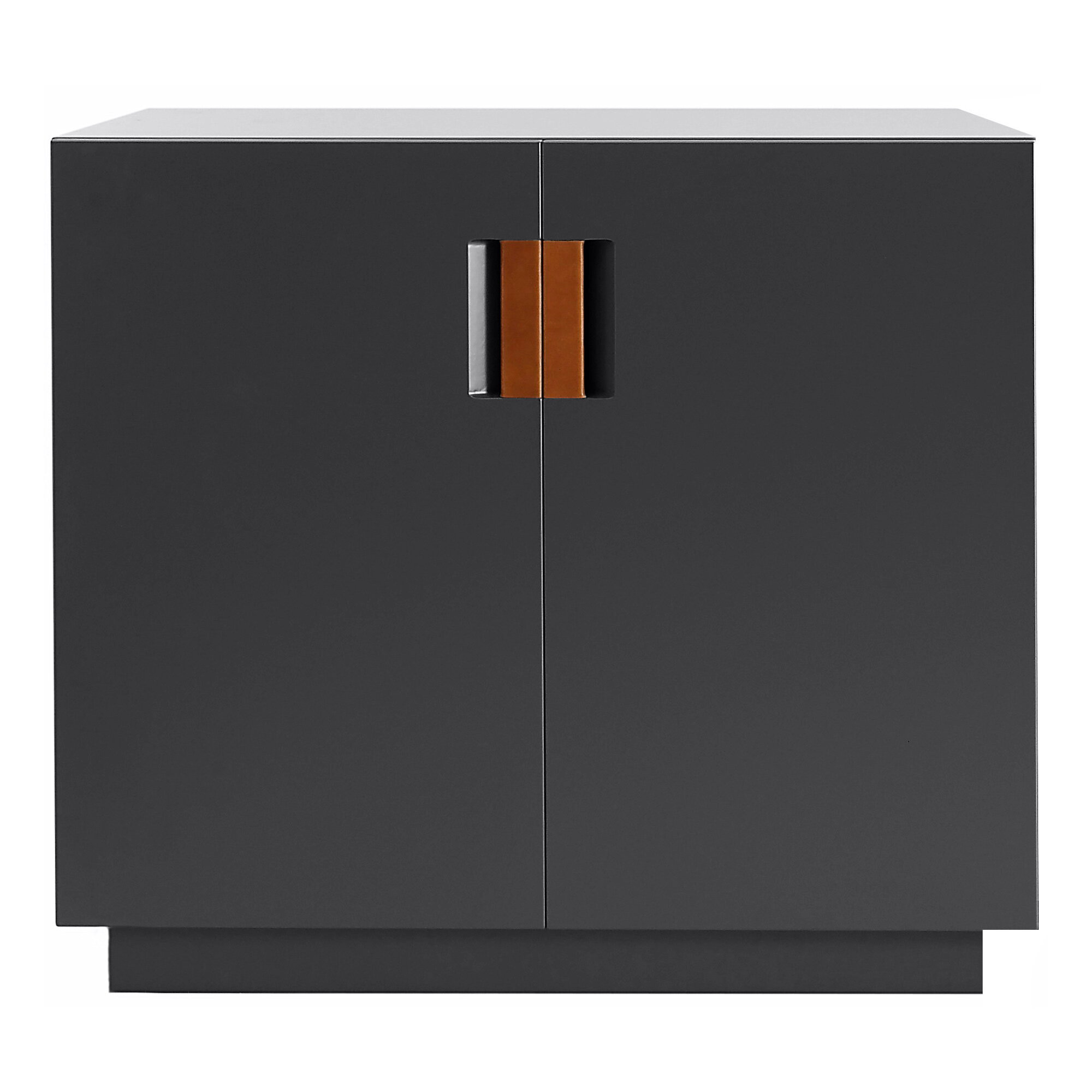 Asplund Frame 80 cabinet, low, covered doors, char grey | Finnish ...