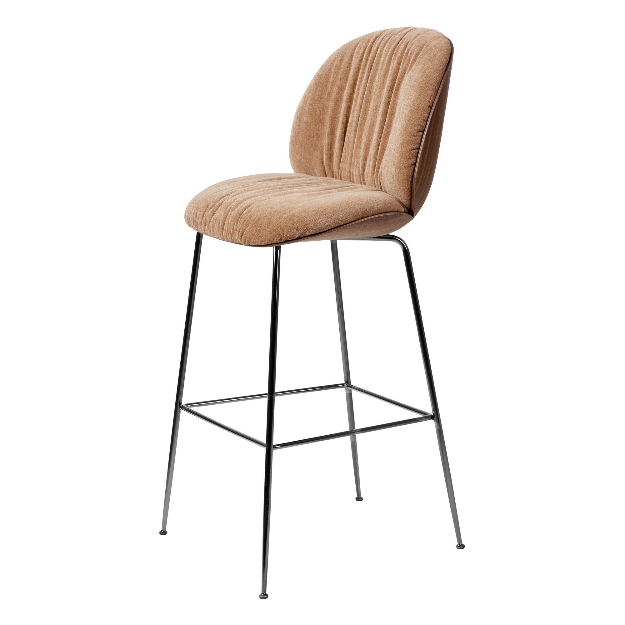 GUBI Beetle Soft bar chair, 77 cm, conic black chrome - walnut ...