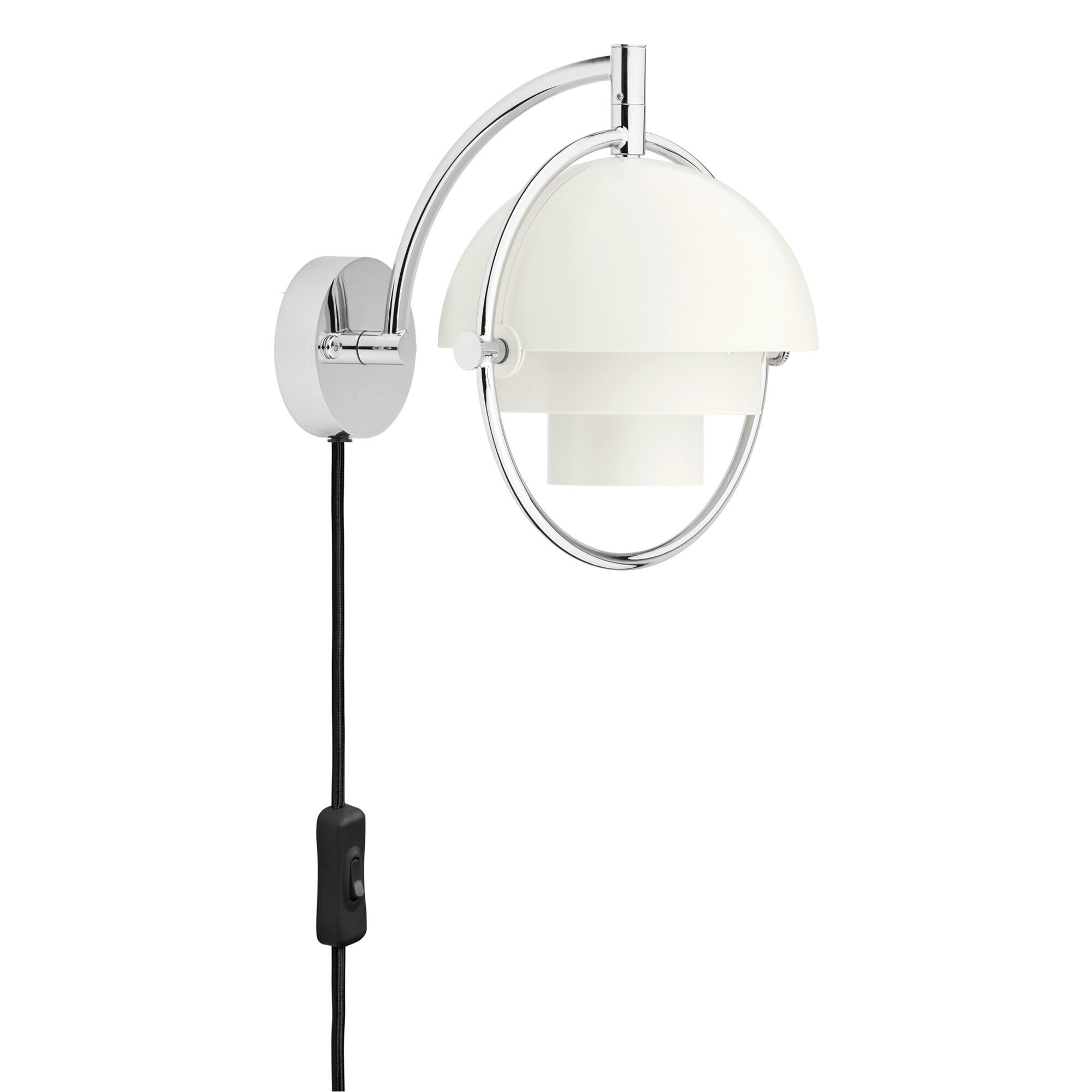 GUBI Multi-Lite wall lamp, chrome - white semi-matt | Finnish Design Shop
