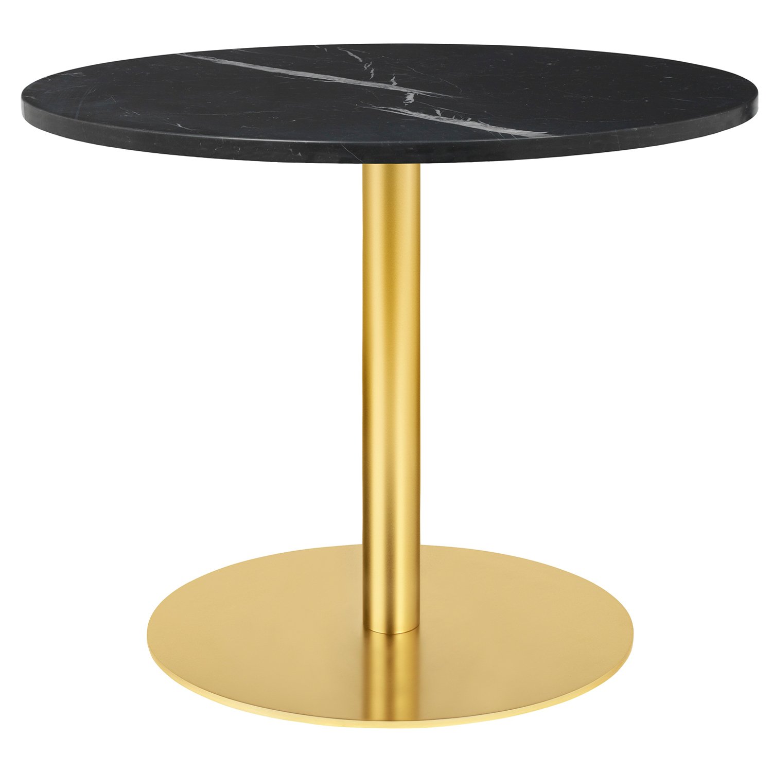 GUBI 1.0 lounge table, round 80 cm, brass - black marble | Finnish ...