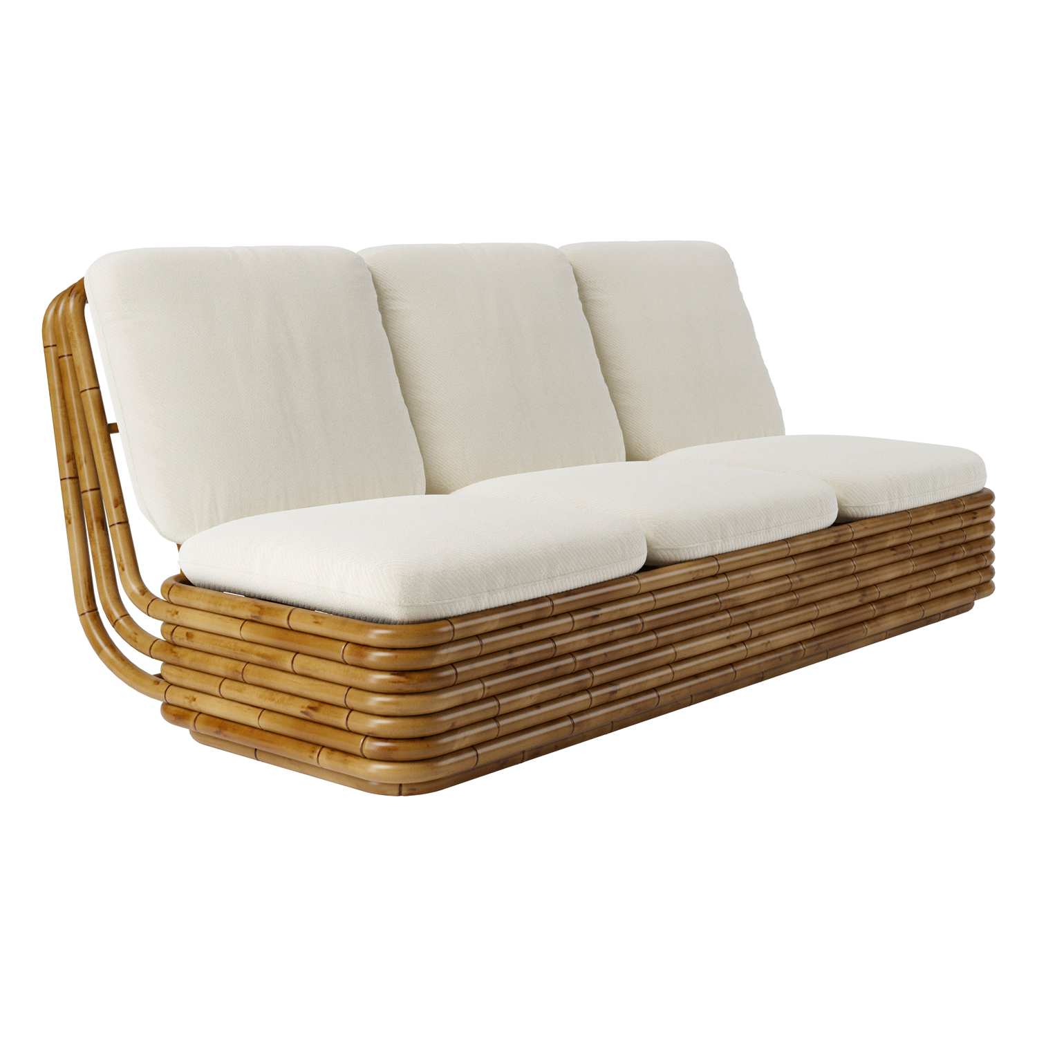 GUBI Bohemian 72 sofa, rattan - Diagonal Boucle 007 | Finnish Design Shop
