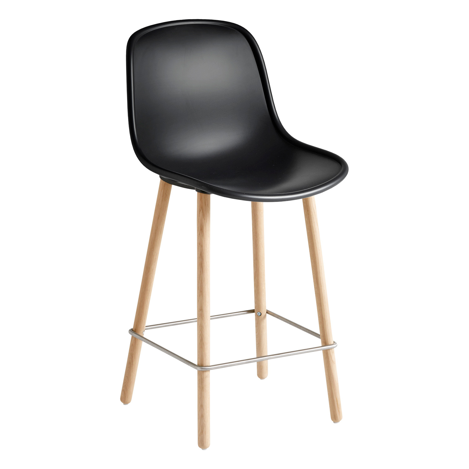 HAY Neu 12 bar stool, soft black - oak - steel | Finnish Design Shop