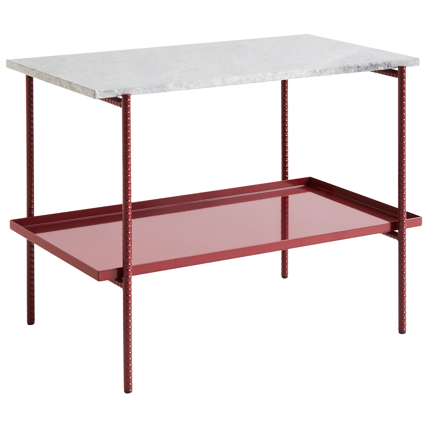 HAY Rebar side table, 75 x 44 cm, barn red - grey marble | Finnish ...
