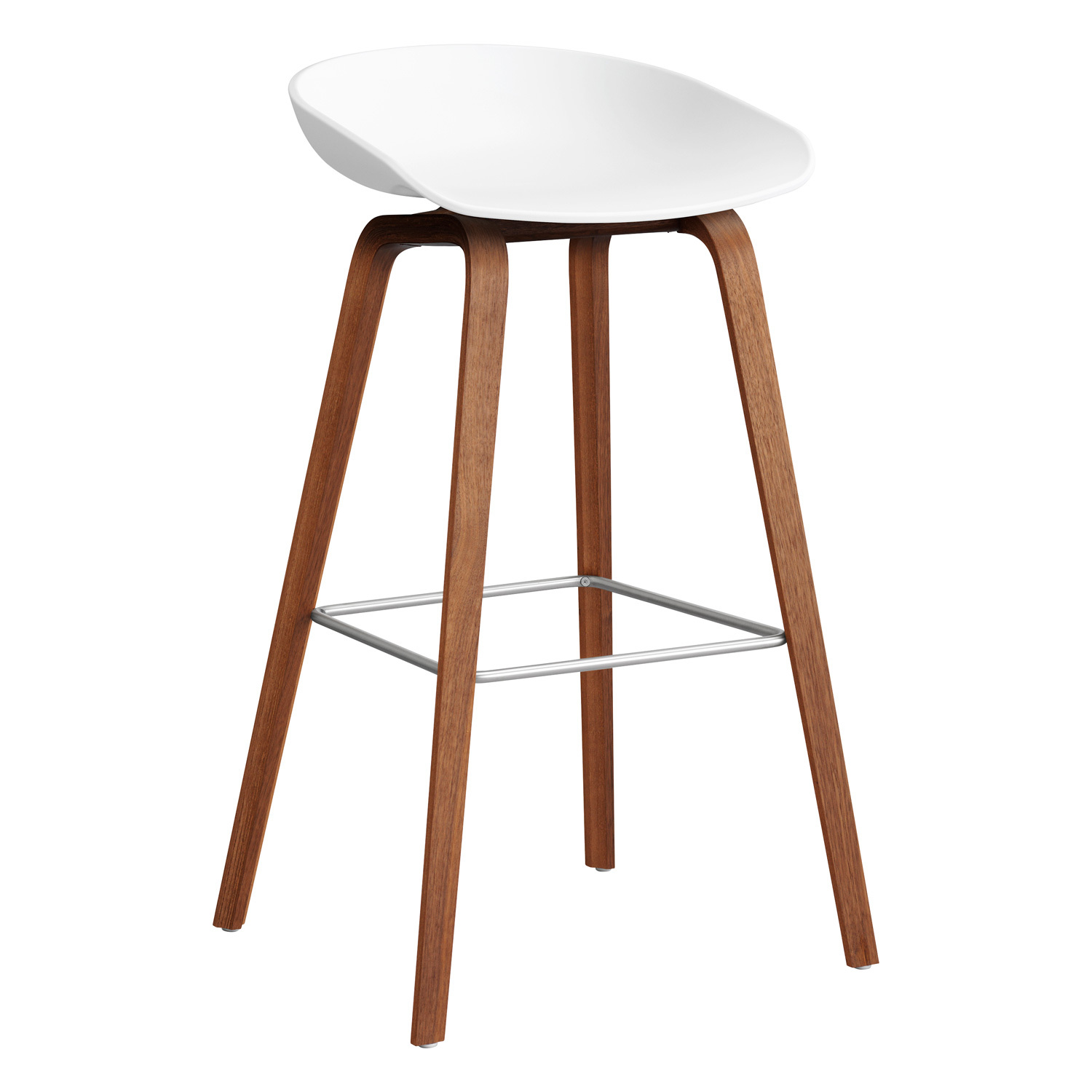 HAY About A Stool AAS32, 75 cm, white 2.0 - lacquered walnut - steel ...