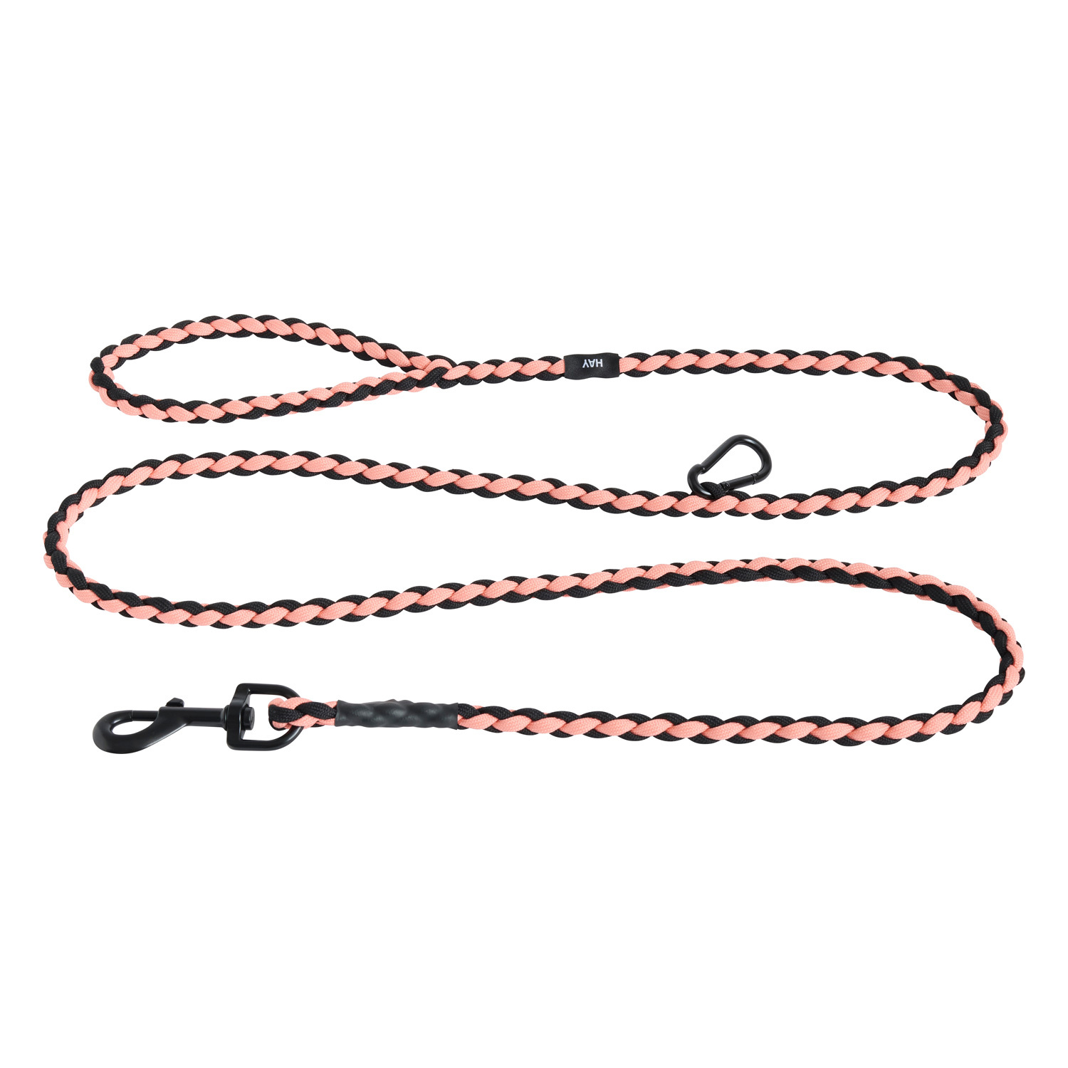HAY Dogs leash, braided, adjustable, pink - black | Finnish Design Shop UK