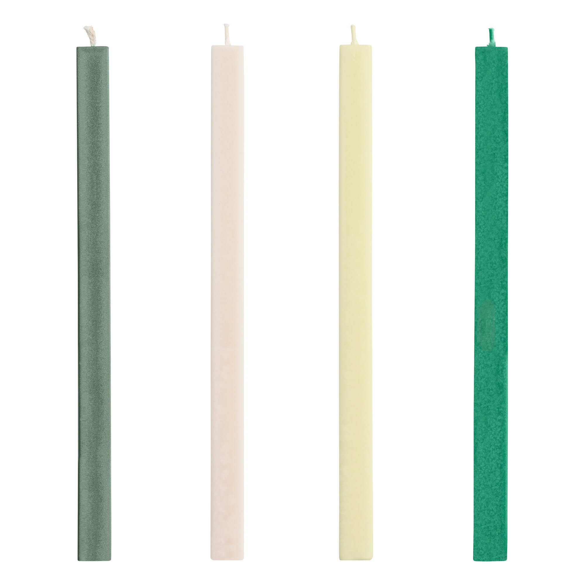 HAY Square candle, 4 pcs, greens - whites | Finnish Design Shop