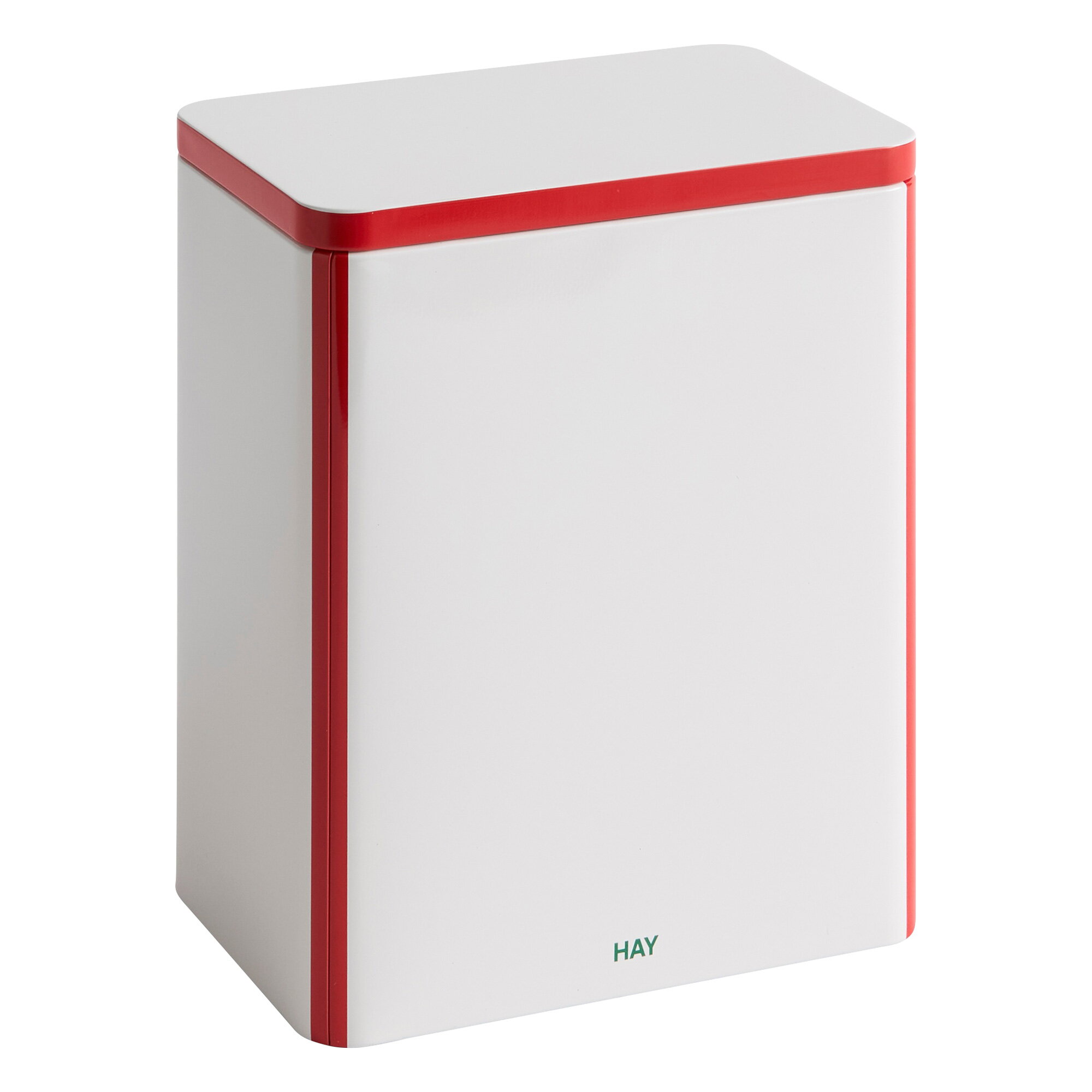 HAY Tin container, L, off-white - red | Finnish Design Shop