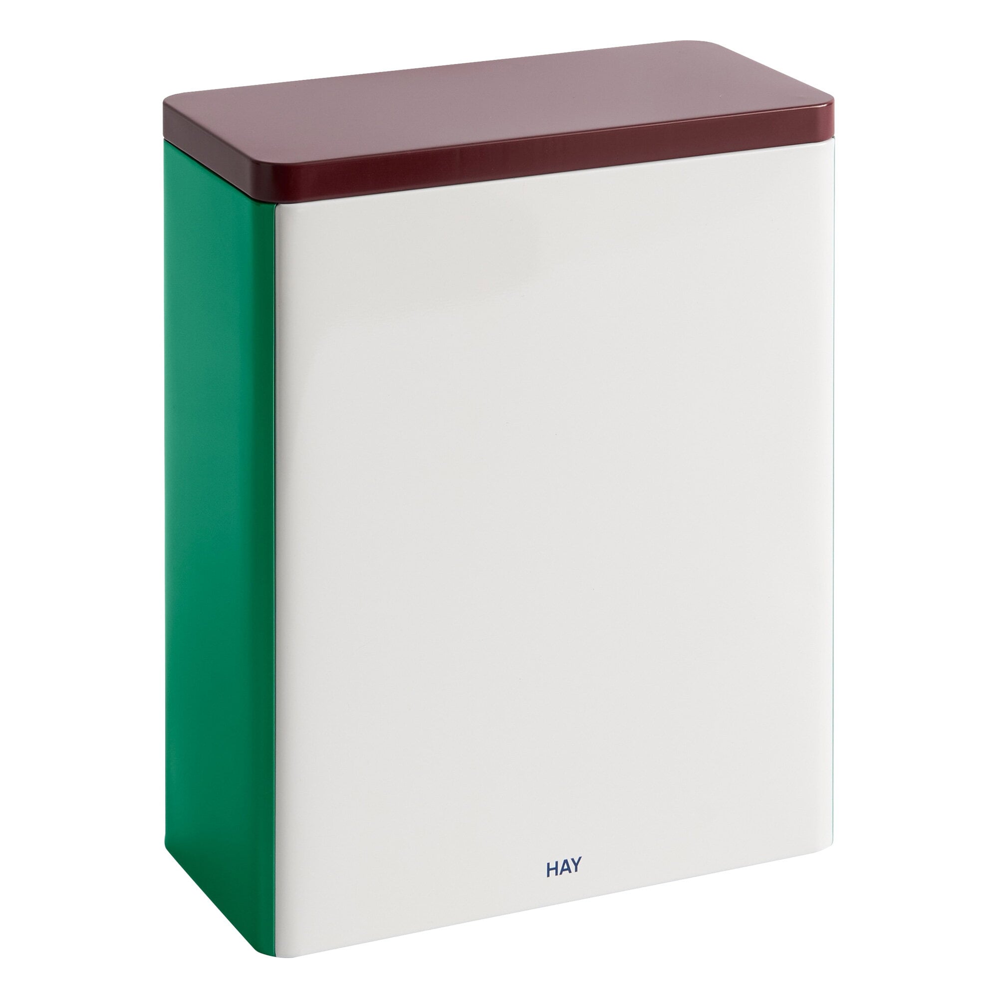 HAY Tin container, XL, off-white - burgundy - green | Finnish Design ...