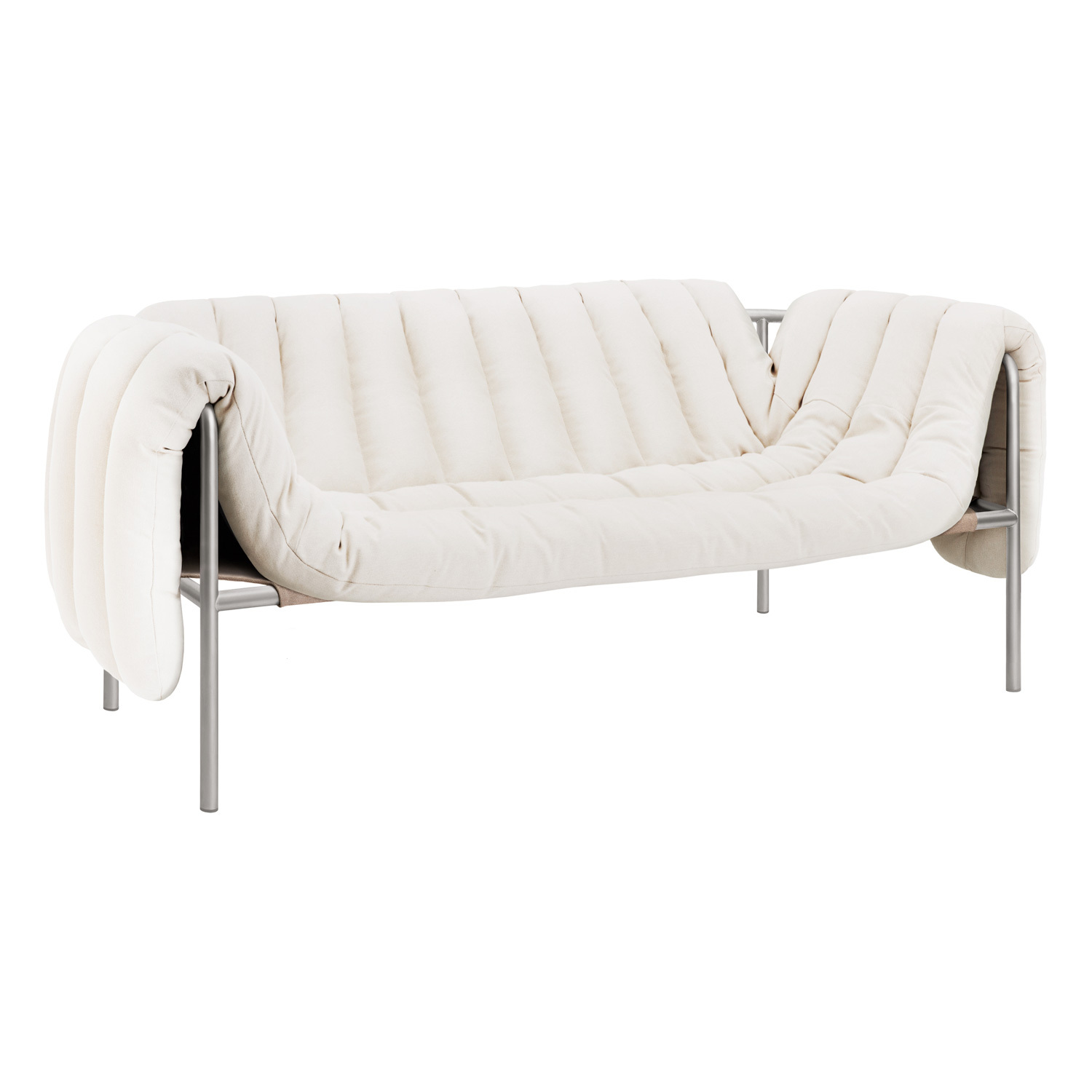 Hem Puffy 2,5 seater sofa, natural - stainless steel | Finnish Design Shop