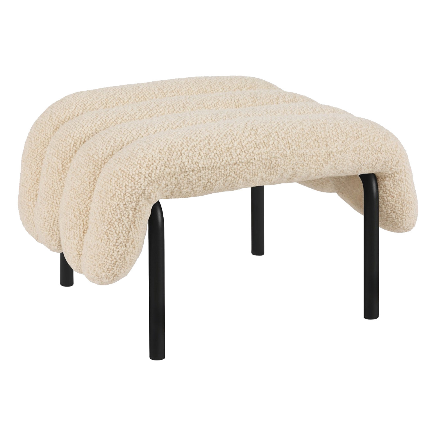 Hem Puffy ottoman, eggshell boucle - black grey steel | Finnish Design Shop