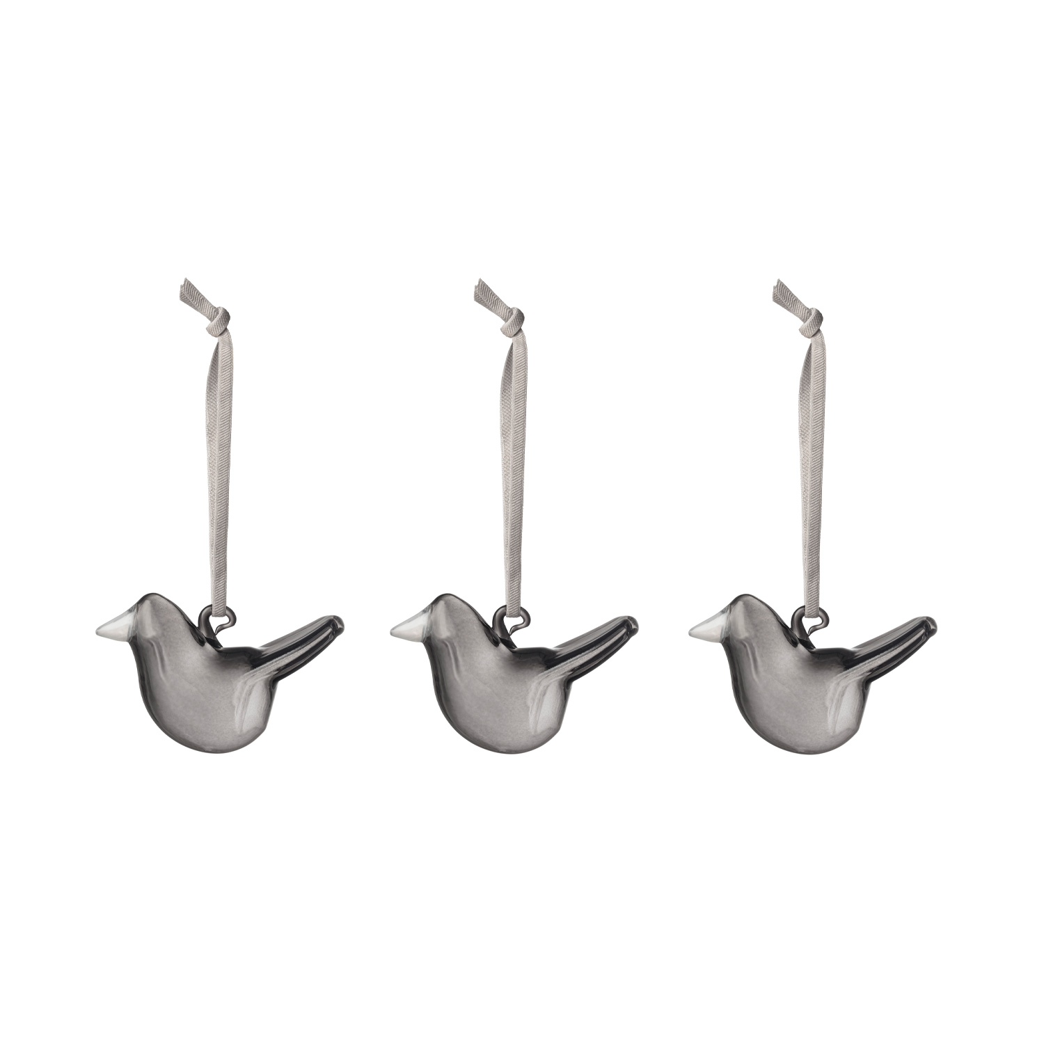 Iittala Mini glass bird, 3 pcs, grey | Finnish Design Shop