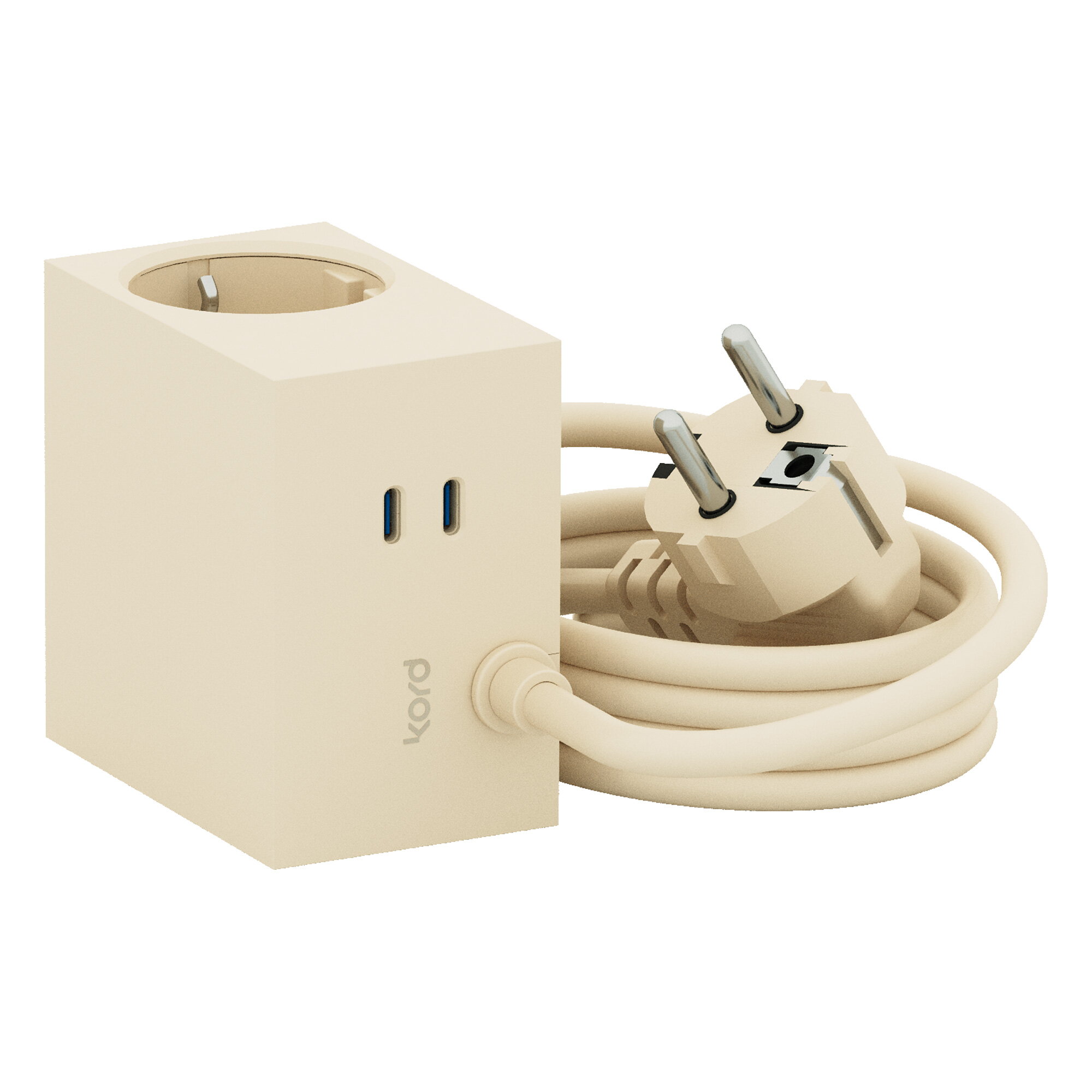 Kord Connect Cuboid+ extension cord USB-C, 200 cm, pearled ivory ...
