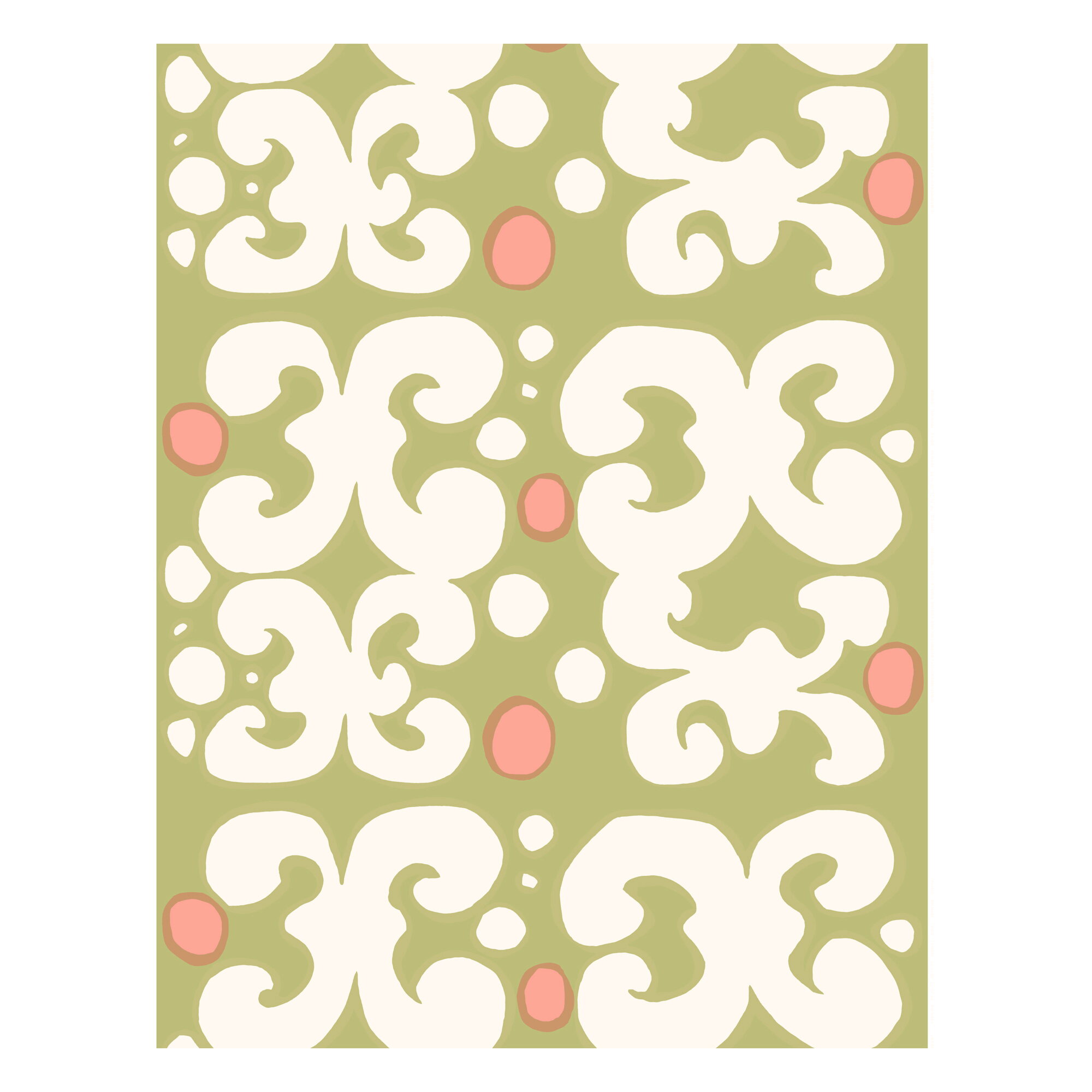 Marimekko Keidas coated cotton fabric, pear - powder - off-white ...