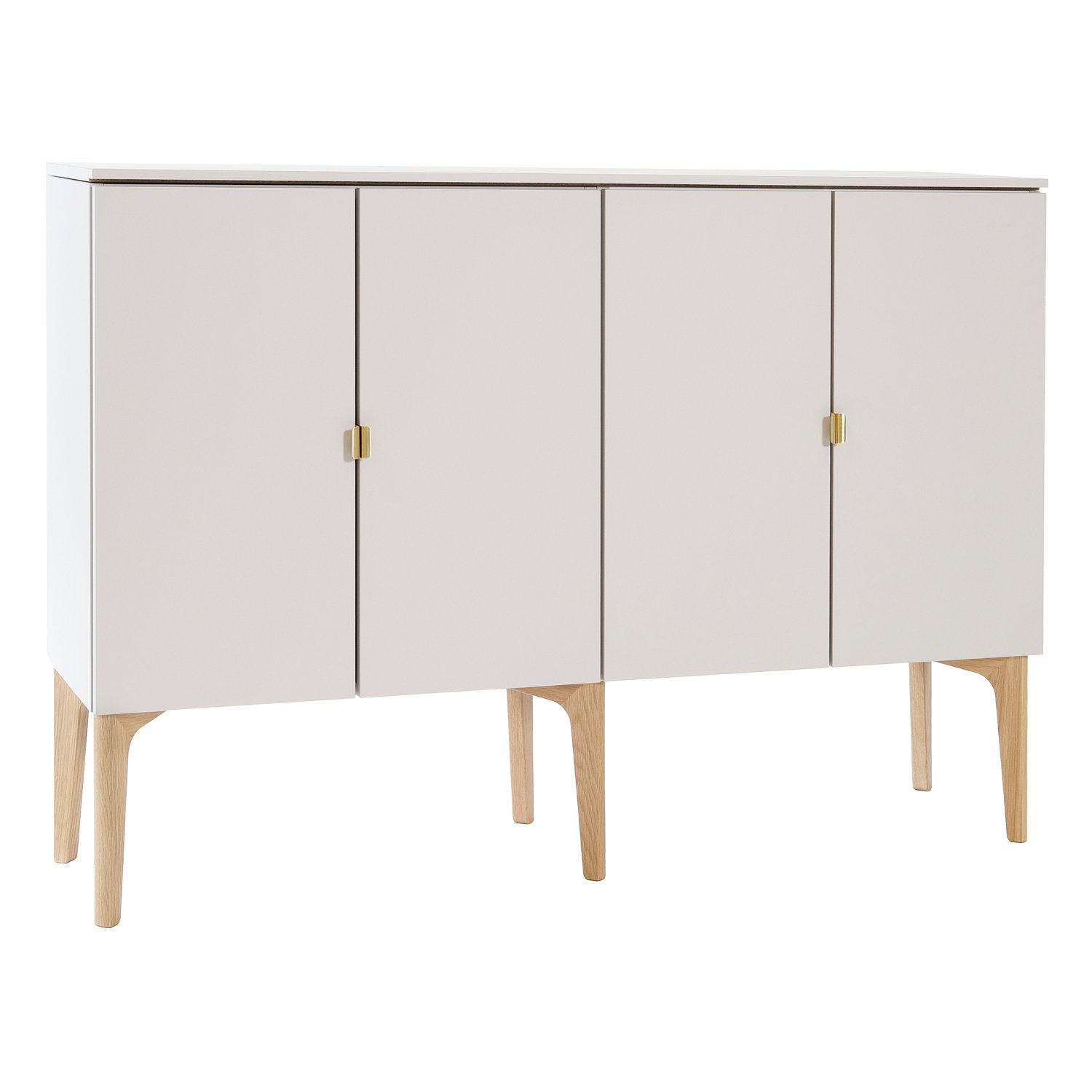 Lundia Fuuga sideboard, 128 cm, cashmere - oak - brass | Finnish Design ...