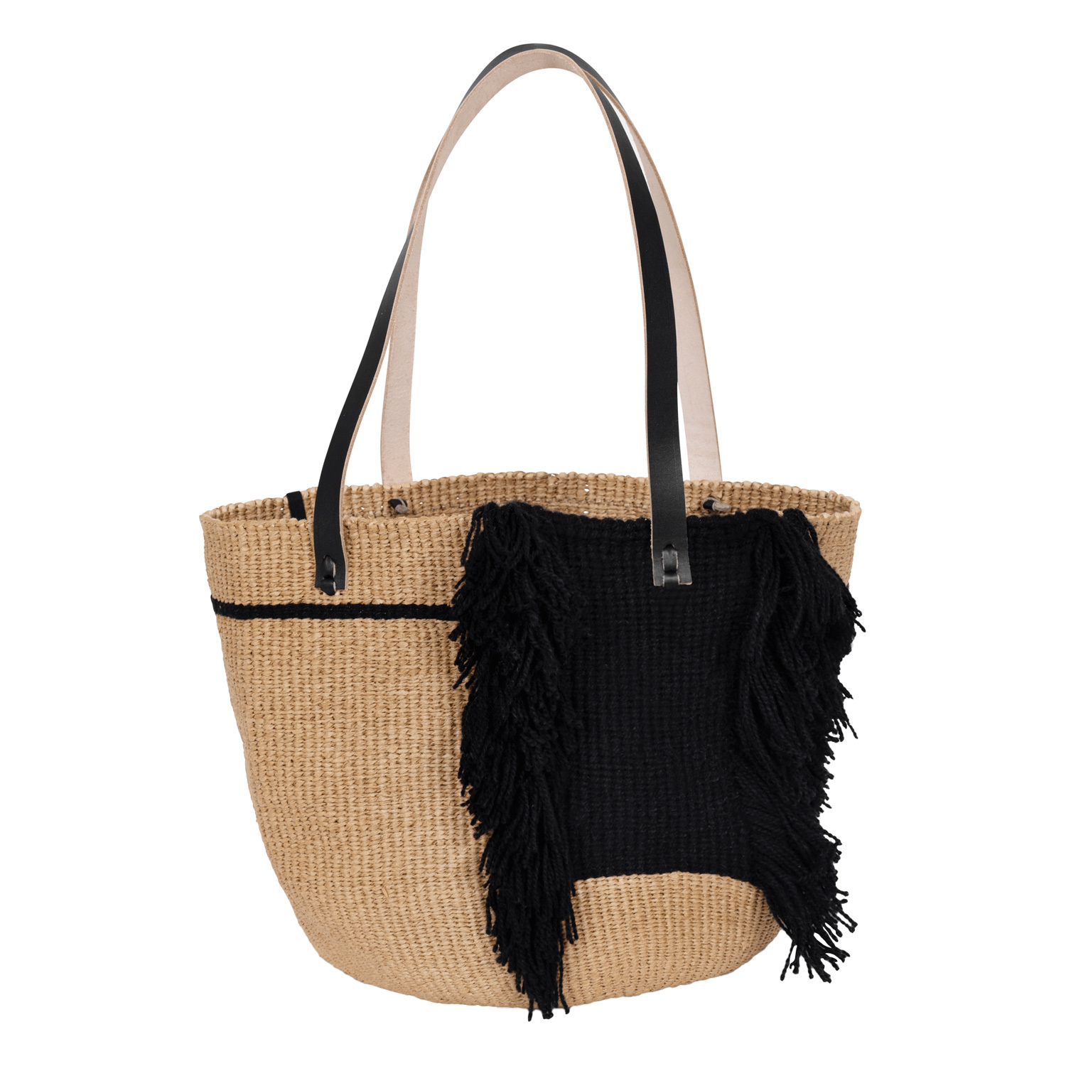 Mifuko Pamba shopper basket, M, Ervin Latimer design, black - brown ...