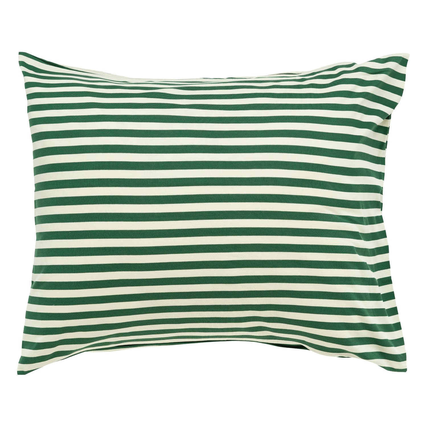 Marimekko Tasaraita pillowcase, 50 x 60 cm, off-white - dark green | Finnish Design Shop