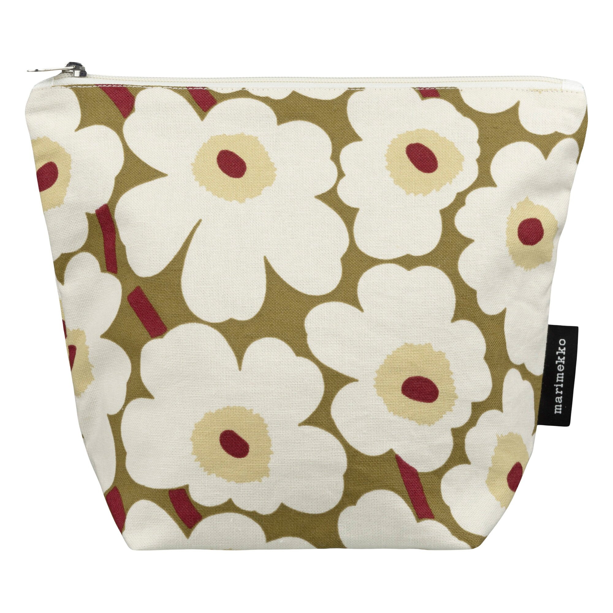 Marimekko Kae Mini Unikko cosmetic bag, green umbra - cream | Finnish ...