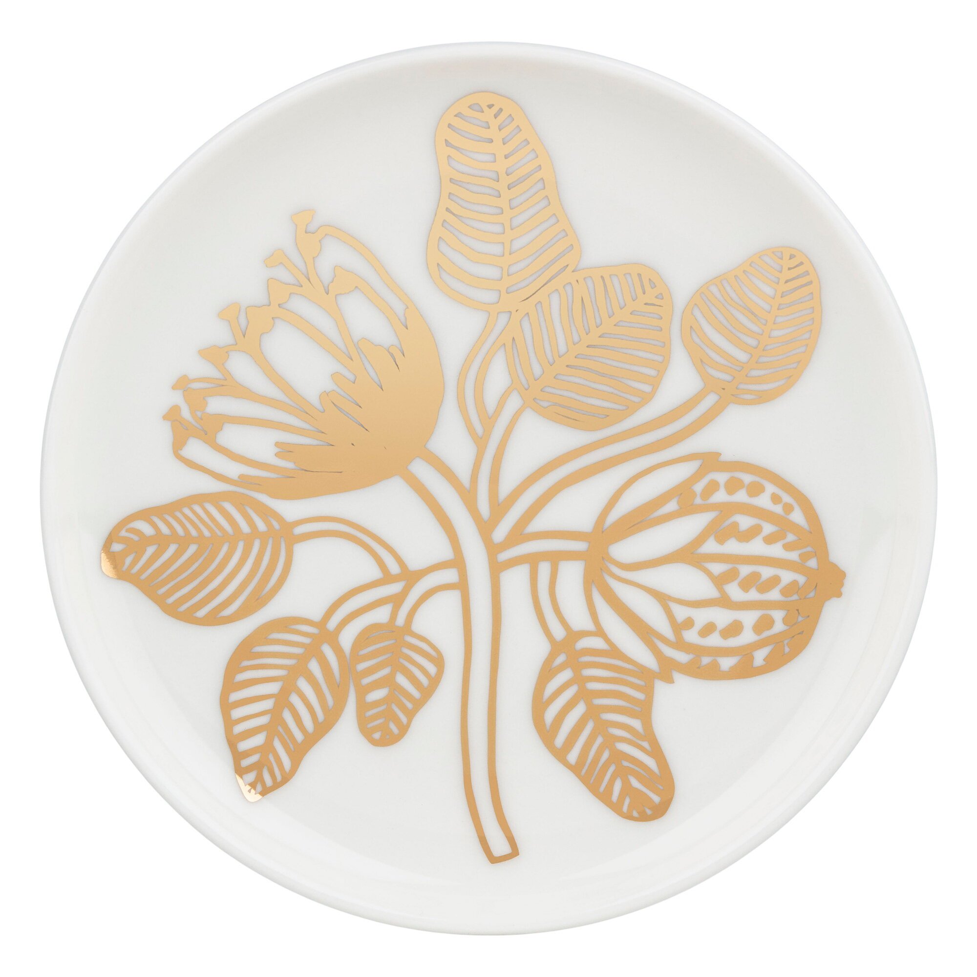 Marimekko Oiva - Tiara plate, 13,5 cm, white - gold | Finnish Design Shop