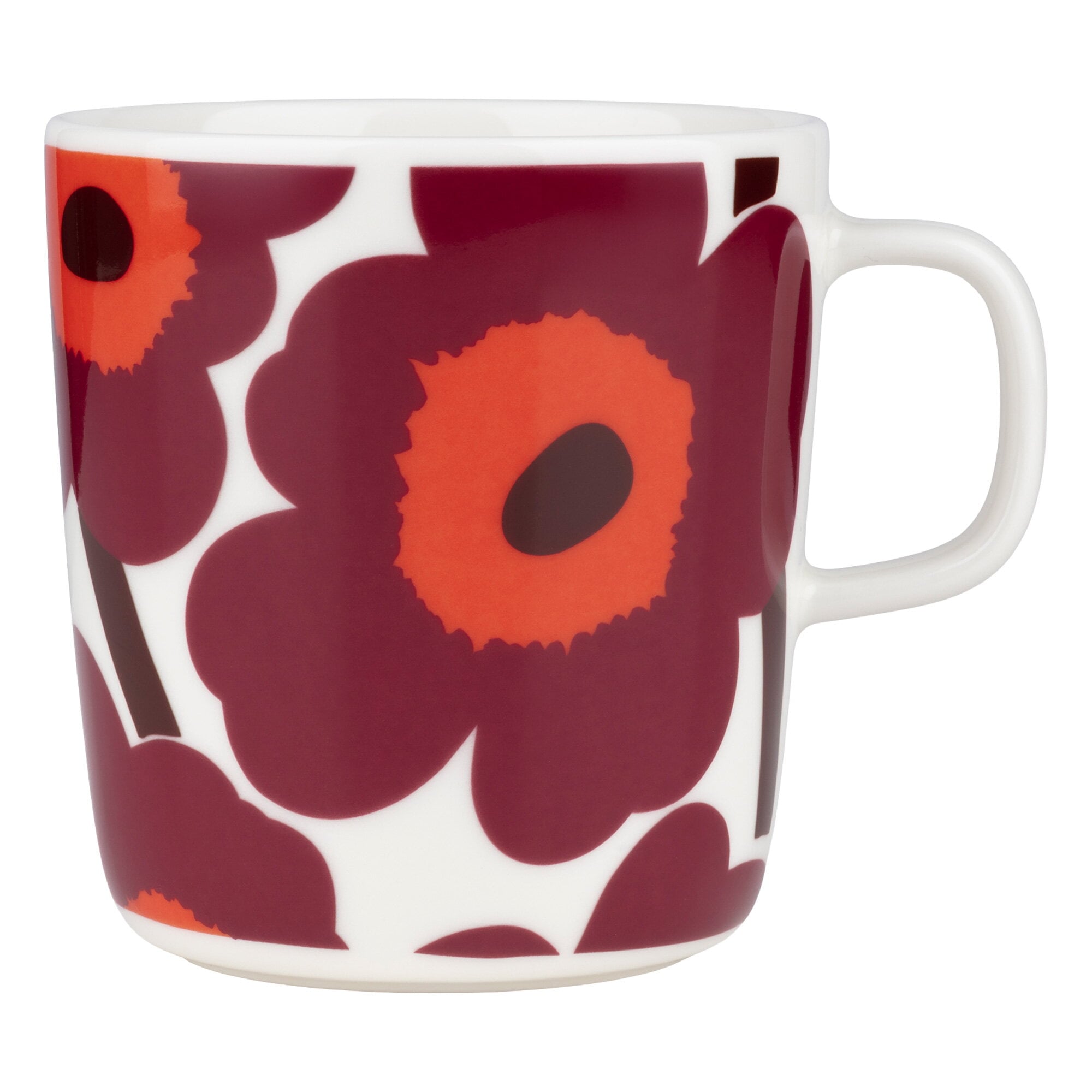 Marimekko Oiva - Unikko mug, 4 dl, white - burgundy - red | Finnish ...