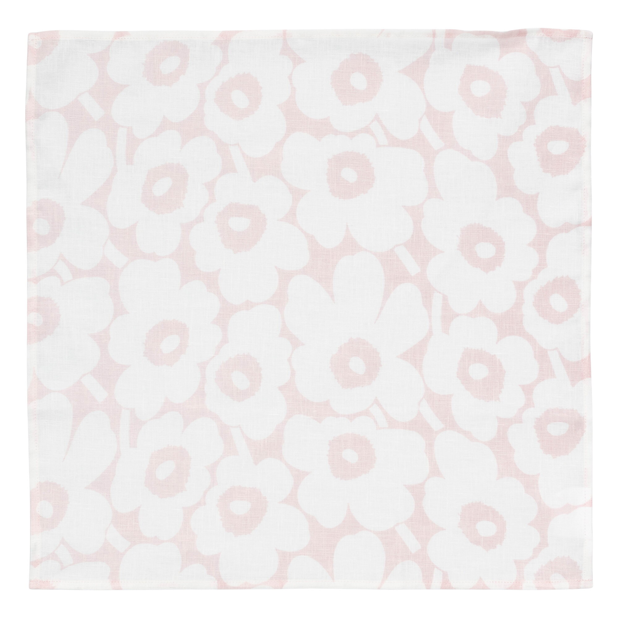Marimekko Mini Unikko napkin, white - light pink | Finnish Design Shop UK