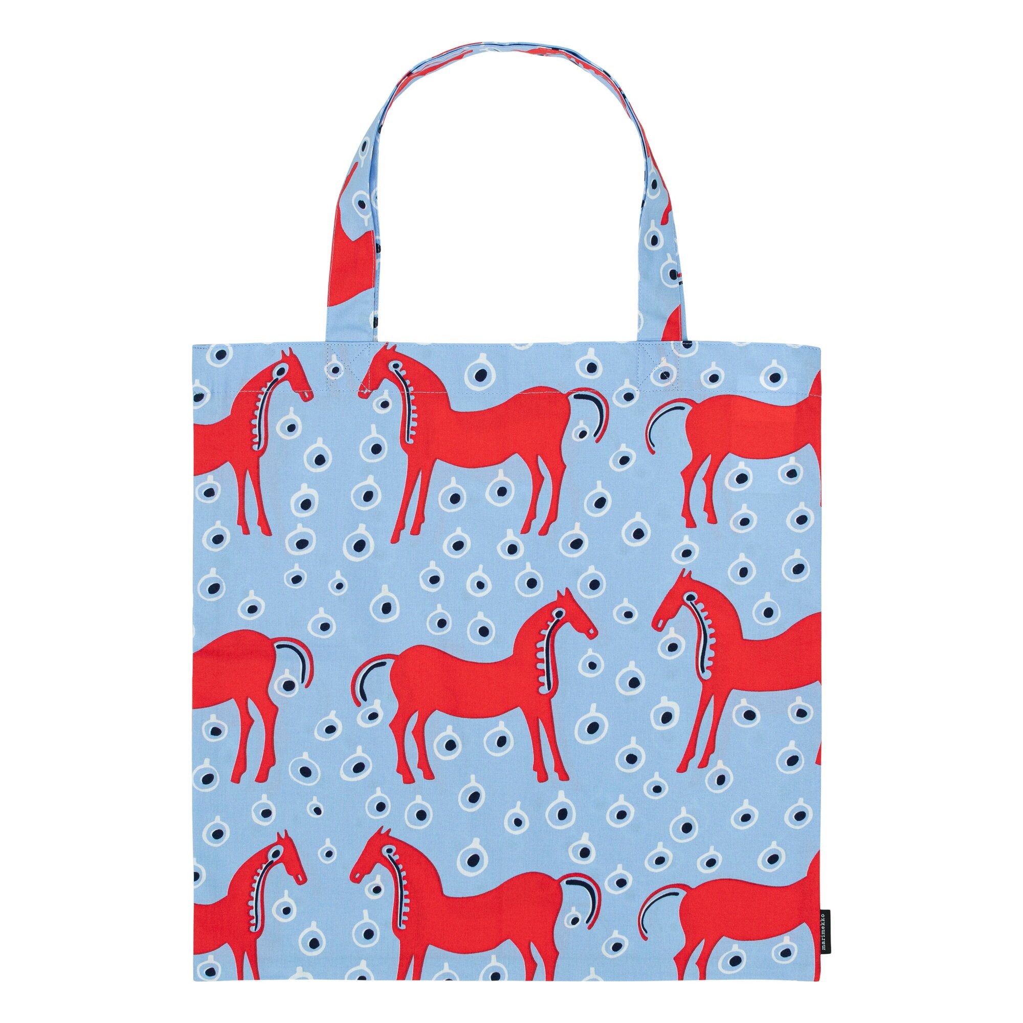 Marimekko Musta Tamma kassi, 44 x 43 cm, vaaleansininen - punainen ...