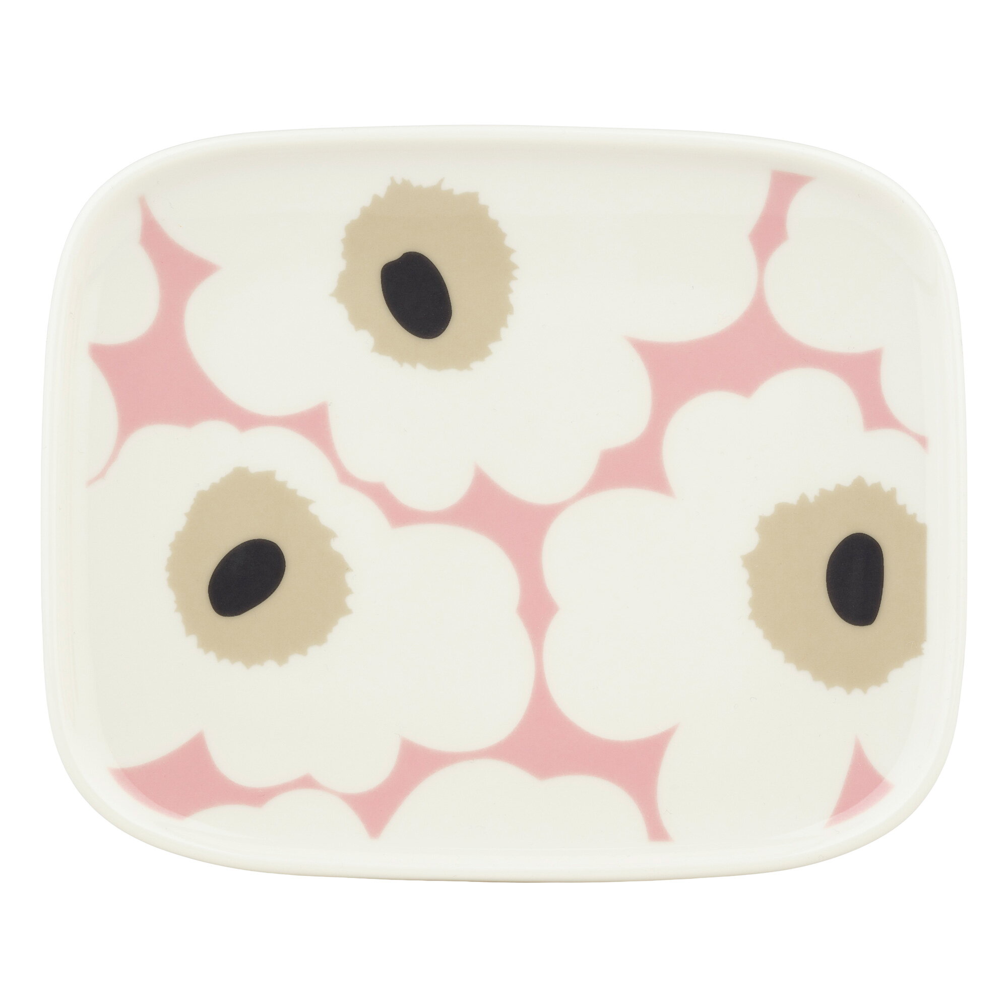 Marimekko Oiva - Unikko plate, 15 x 12 cm, white - light pink - sand ...