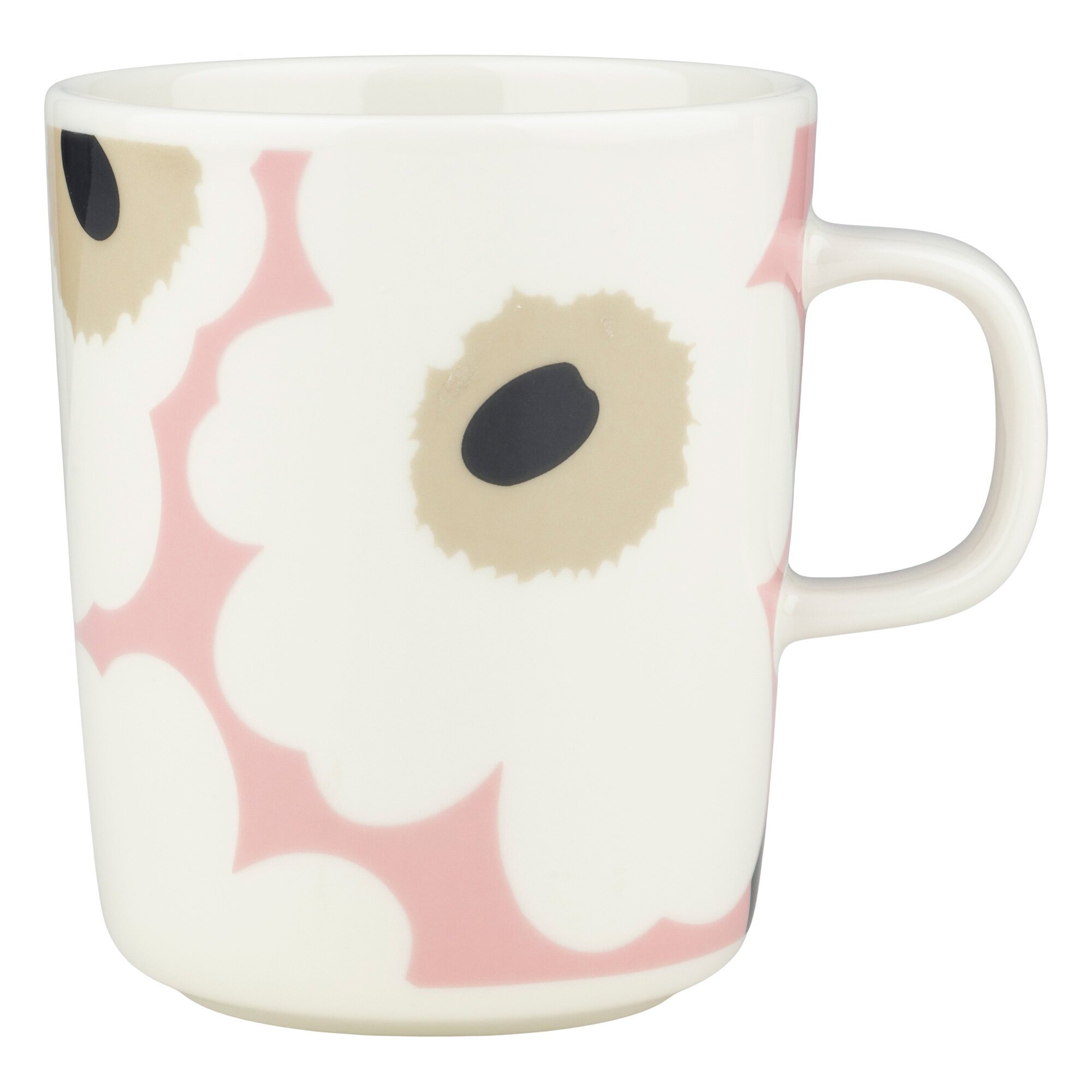 Marimekko Oiva - Unikko mug, 2,5 dl, off-white - light pink - sand ...