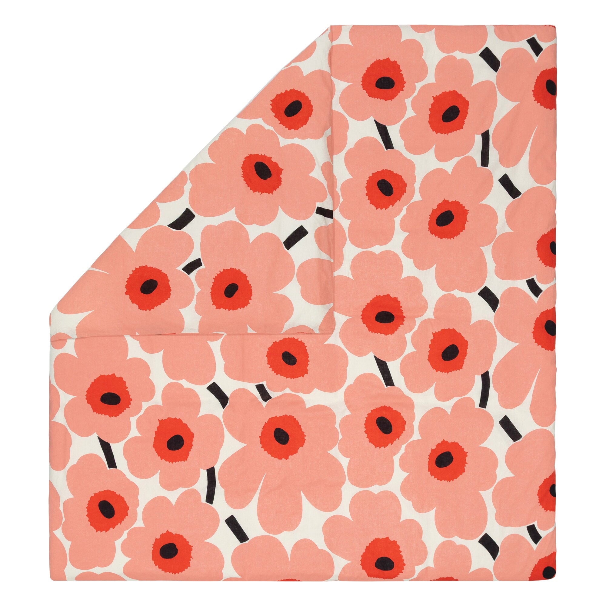 Marimekko Housse de couette Unikko, 240 x 220 cm, blanc cassé-corail ...