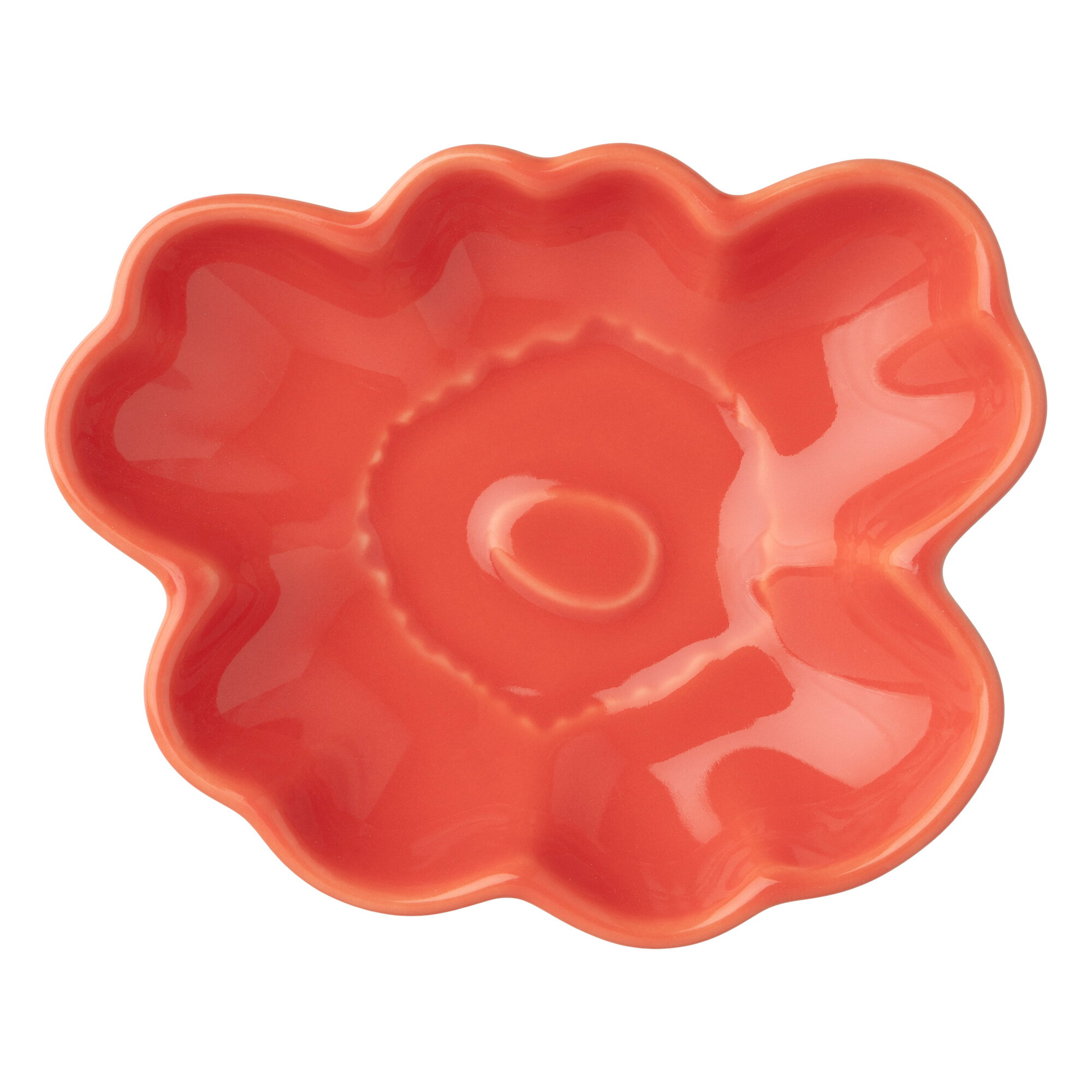 Marimekko Unikko Shape small plate, orange red | Finnish Design Shop UK