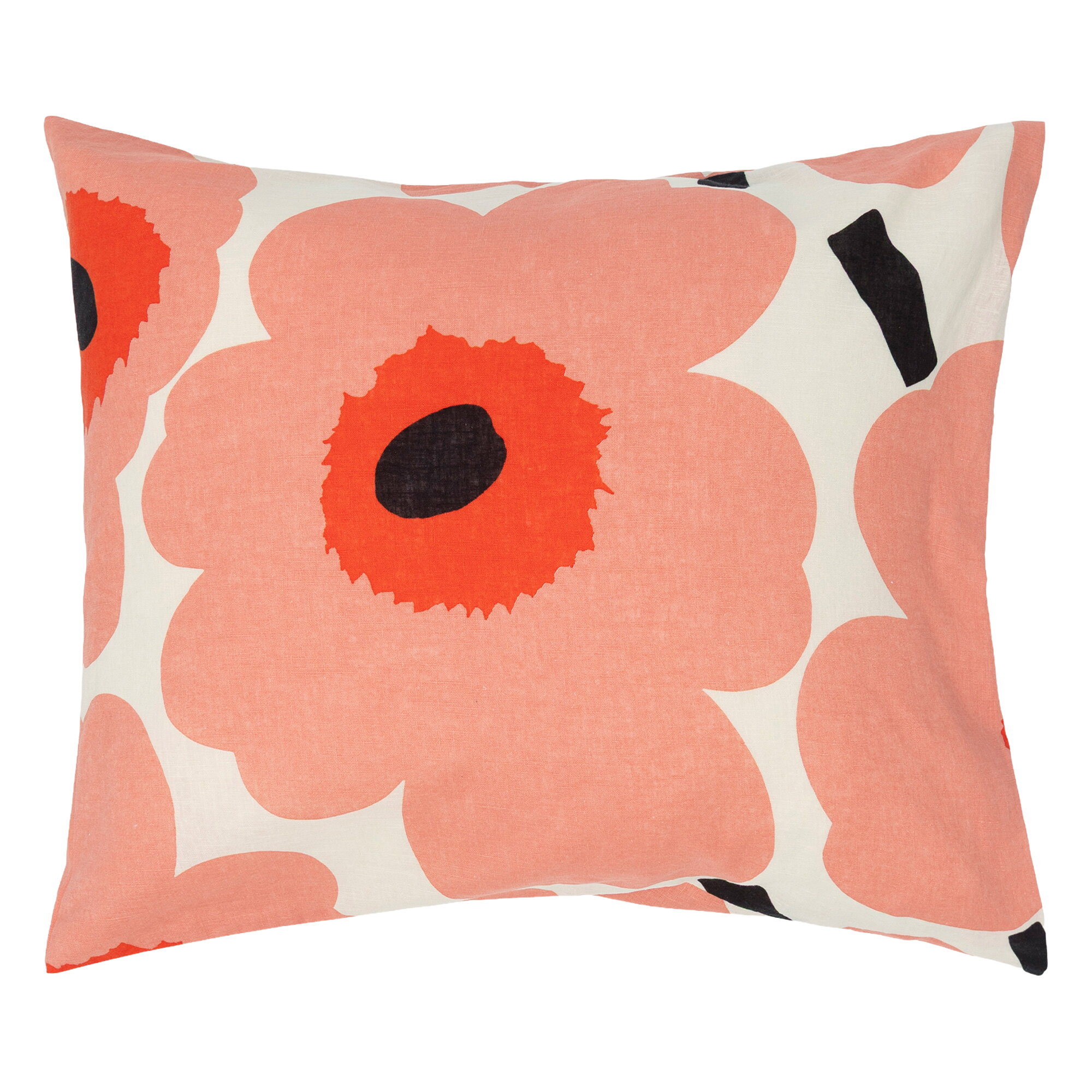 Marimekko Unikko pillowcase, 50x70-75cm , off-white - coral - orange ...
