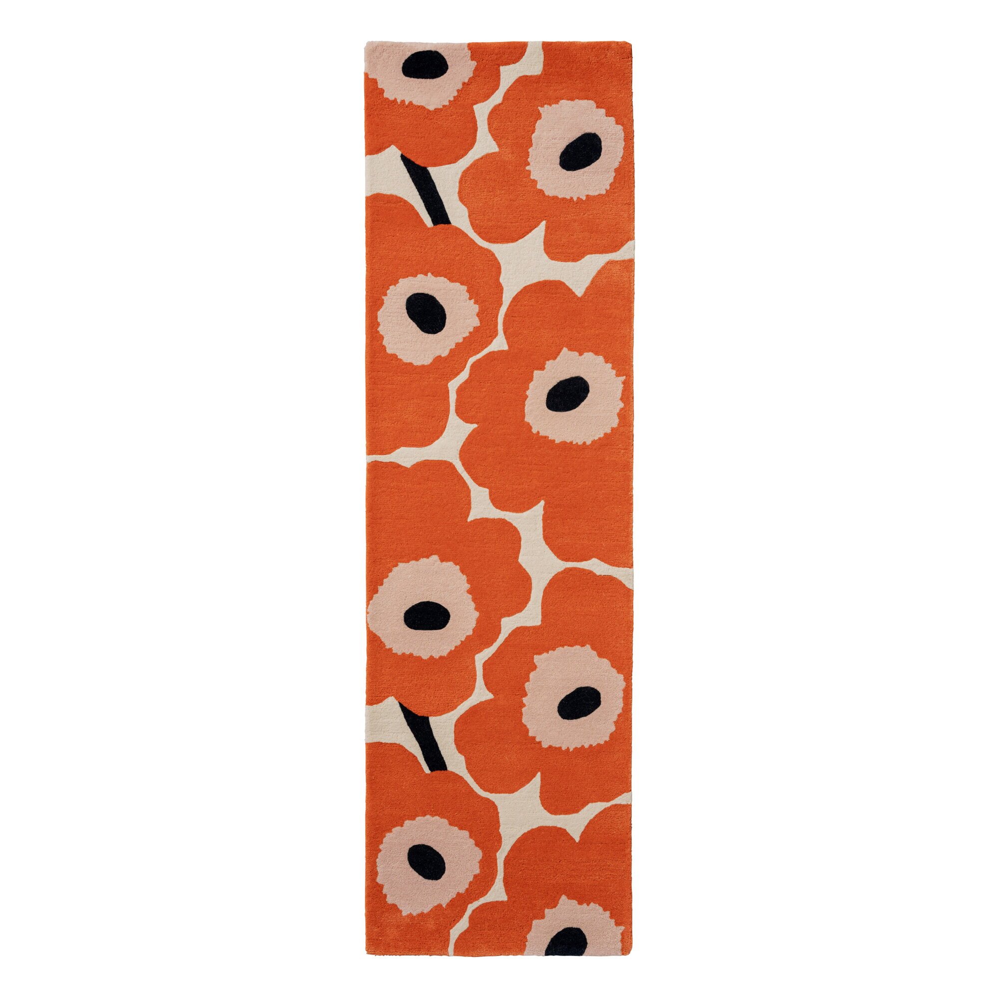 Marimekko Unikko runner rug, orange red | Finnish Design Shop