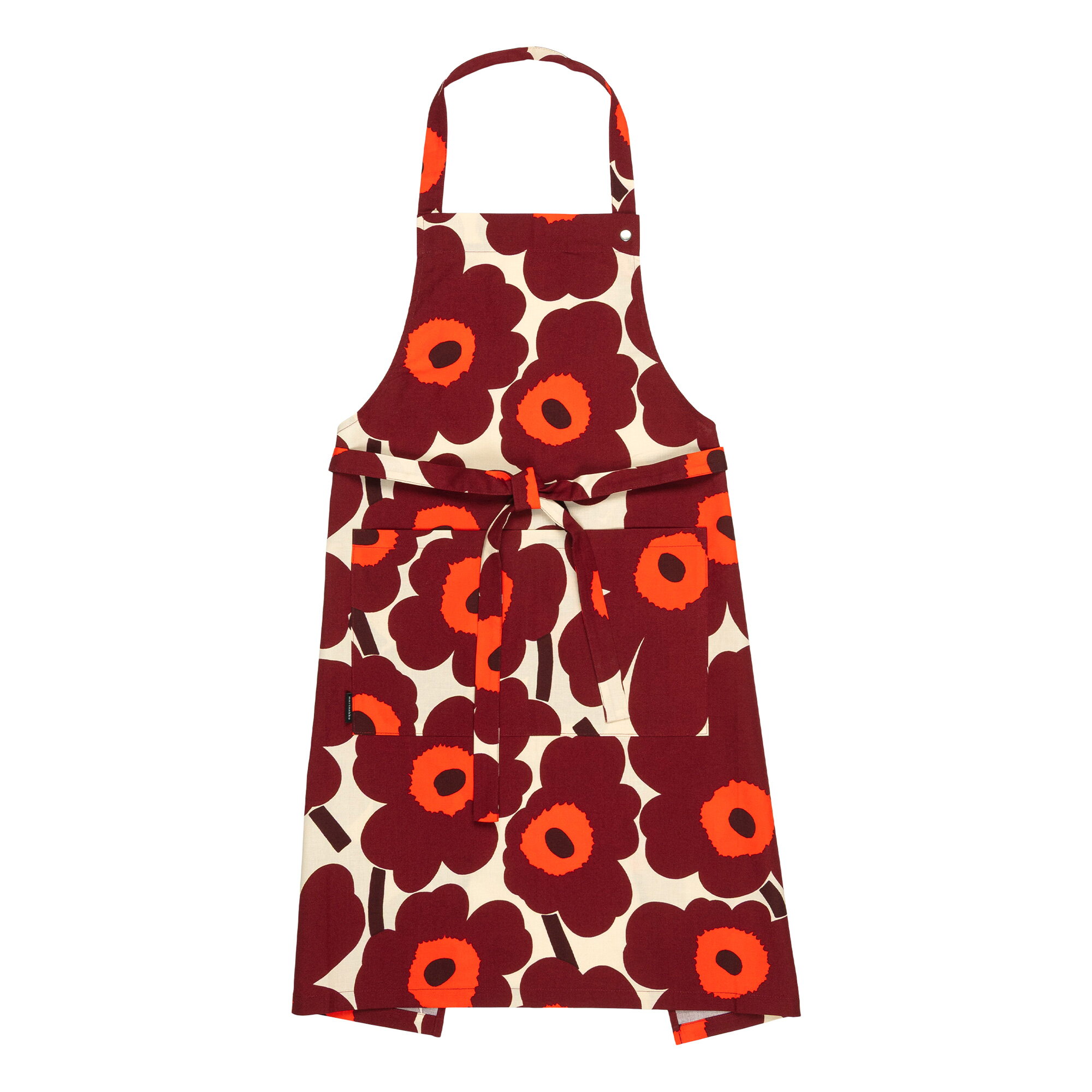 Marimekko Pieni Unikko apron, vanilla - burgundy - red | Finnish Design ...