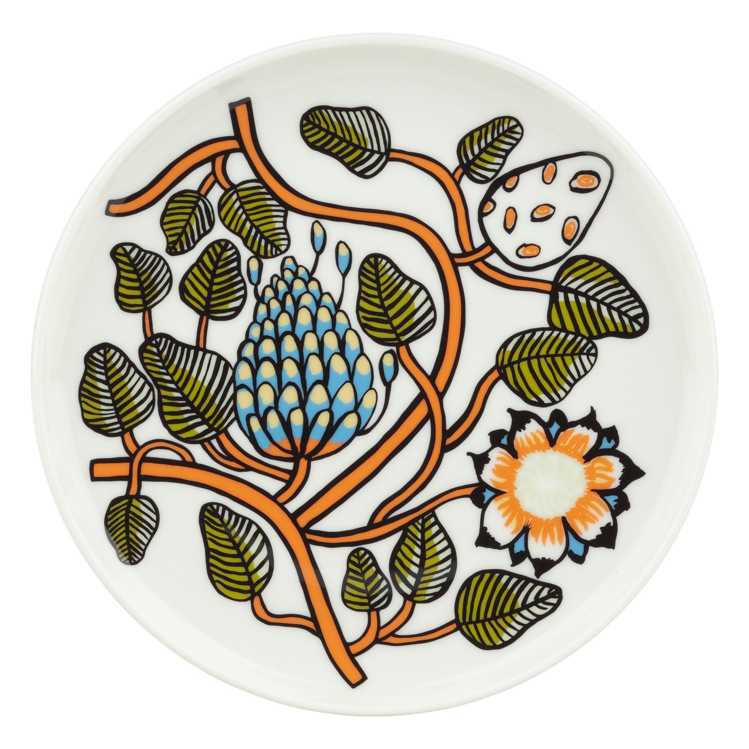 Marimekko Oiva - Tiara plate, 20 cm, white - warm orange - green ...