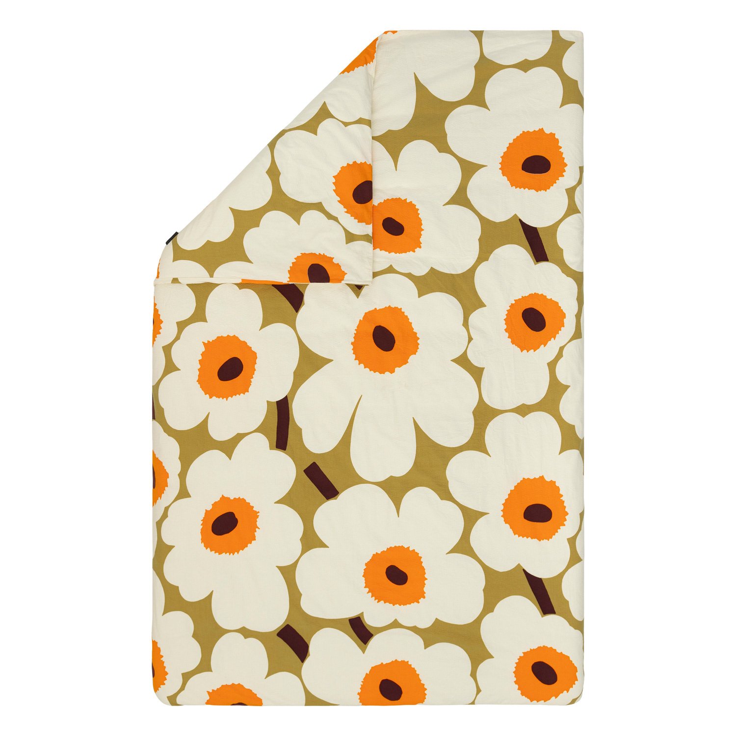 Marimekko Unikko pussilakana, 150 x 210 cm, karamelli - kerma - lämmin oranssi | Finnish Design Shop