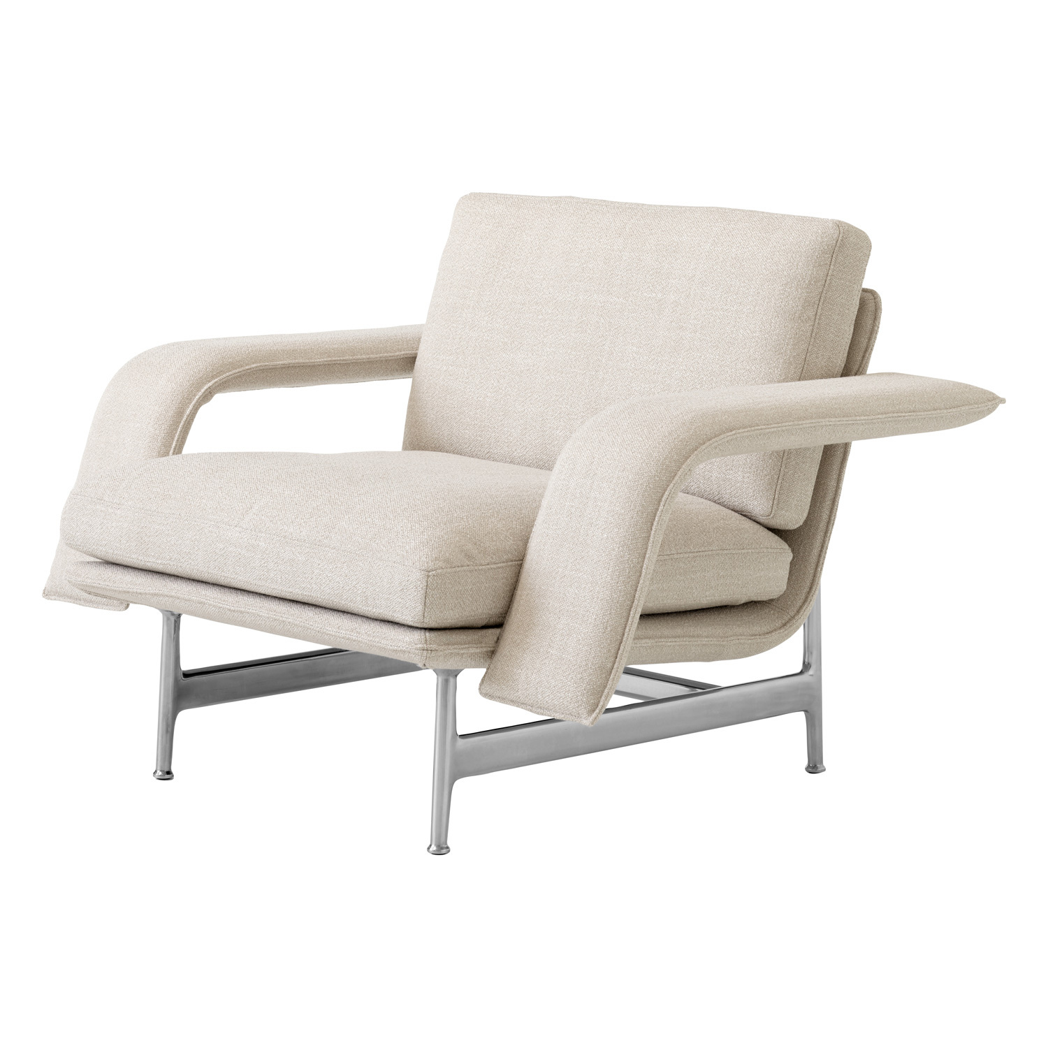&Tradition Meantime AV29 lounge chair, polished aluminium - beige ...