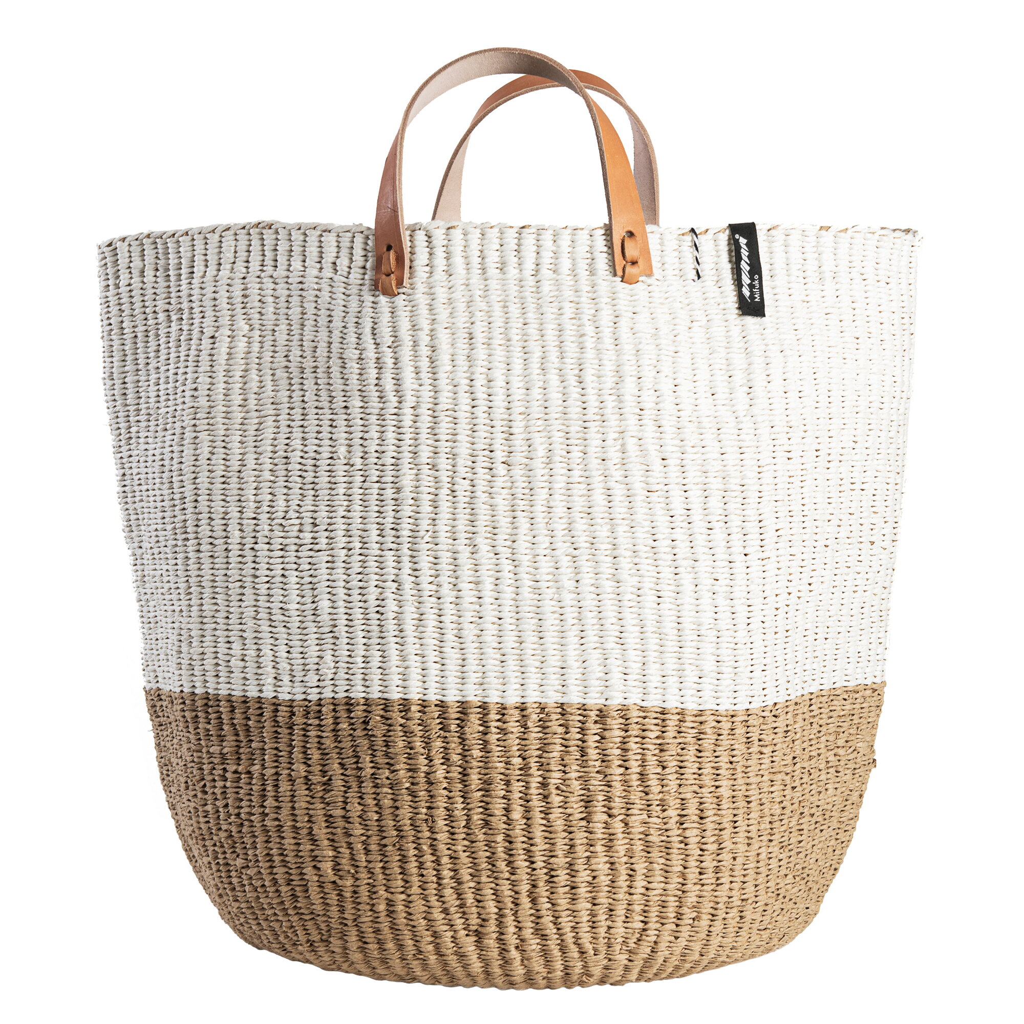 Mifuko Kiondo market basket, L, white - natural | Finnish Design Shop