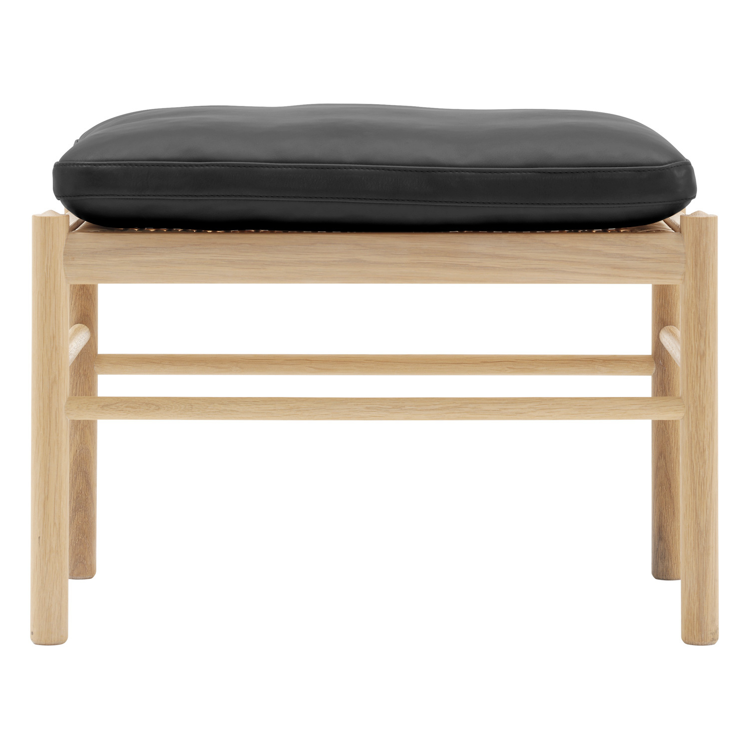 Carl Hansen & Søn OW149F Colonial footstool, oiled oak - black leather ...