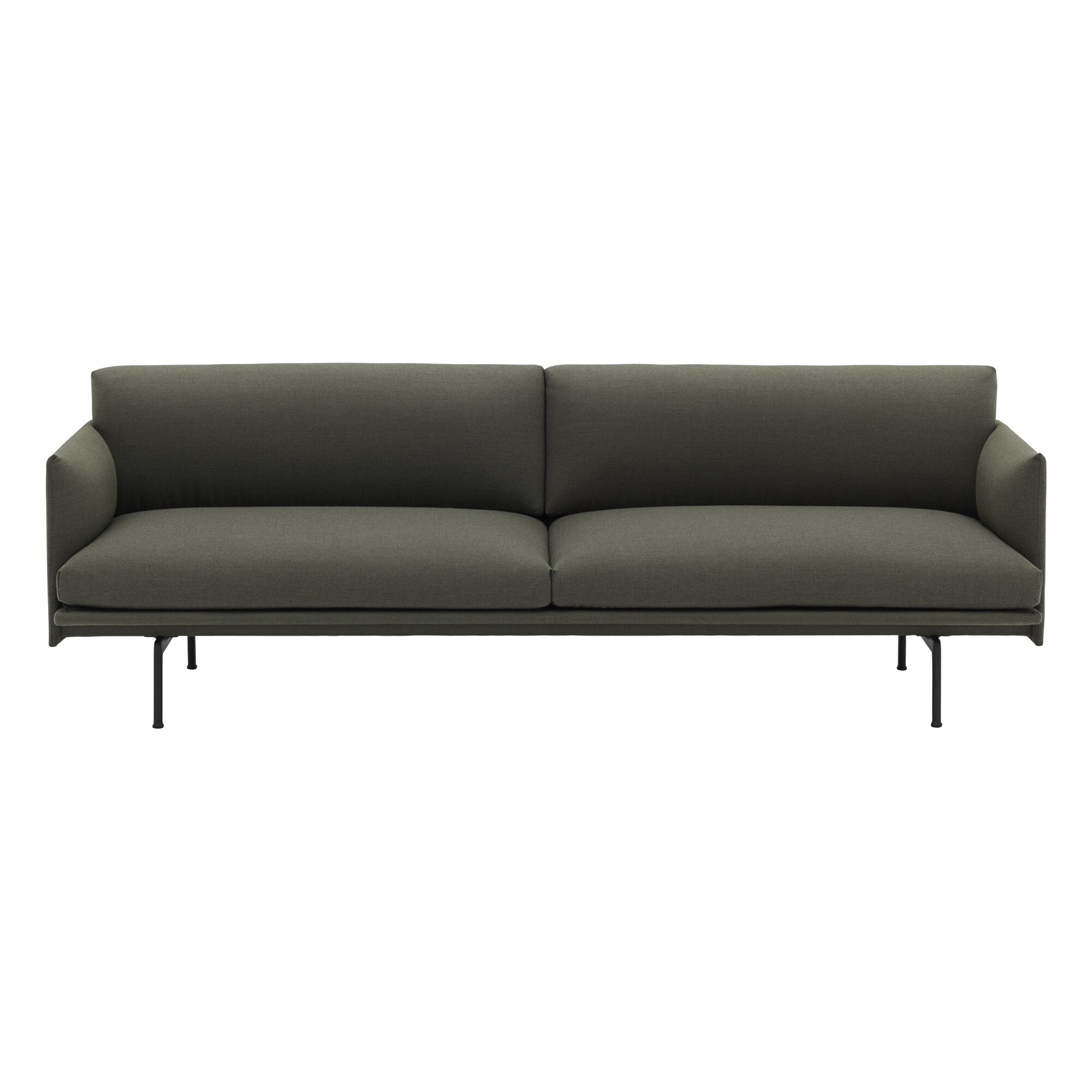 Muuto Outline sofa, 3-seater, black metal - Fiord 961 | Finnish Design ...