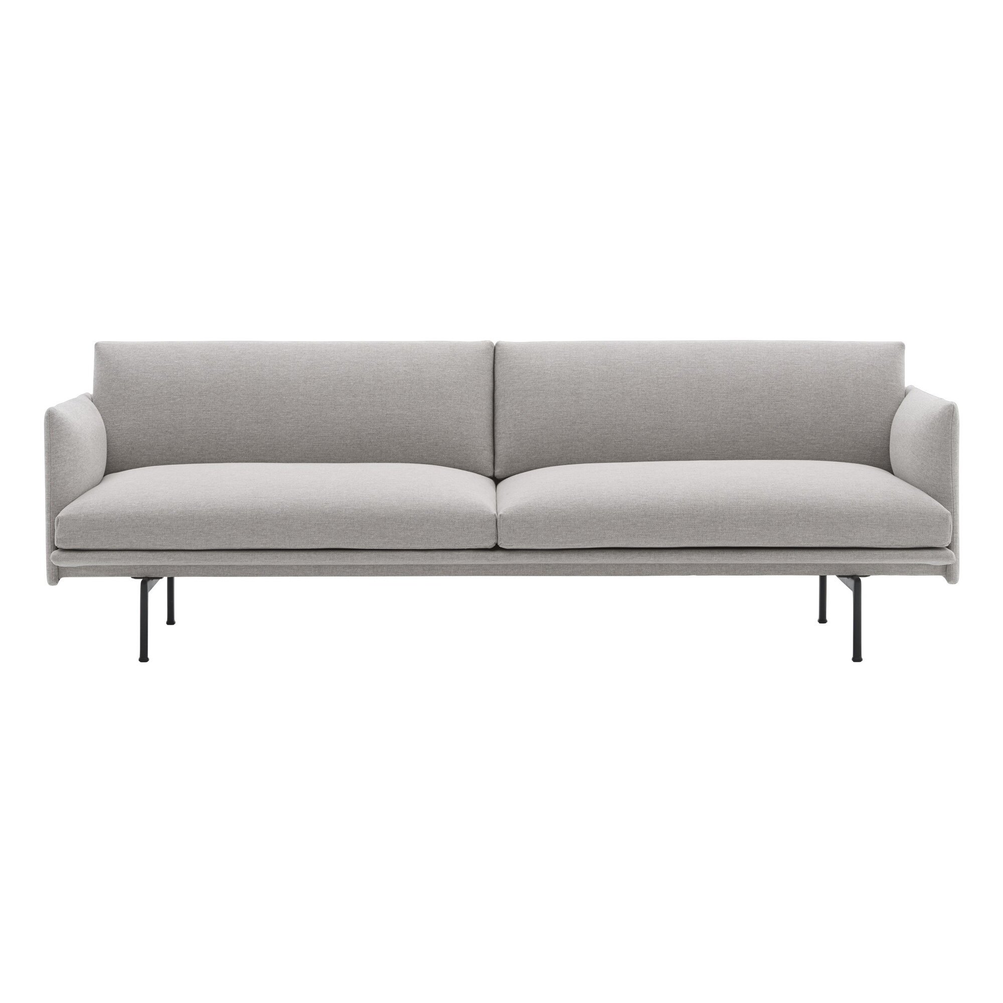 Muuto Outline sofa, 3-seater, black - Clay 12 light grey | Finnish ...