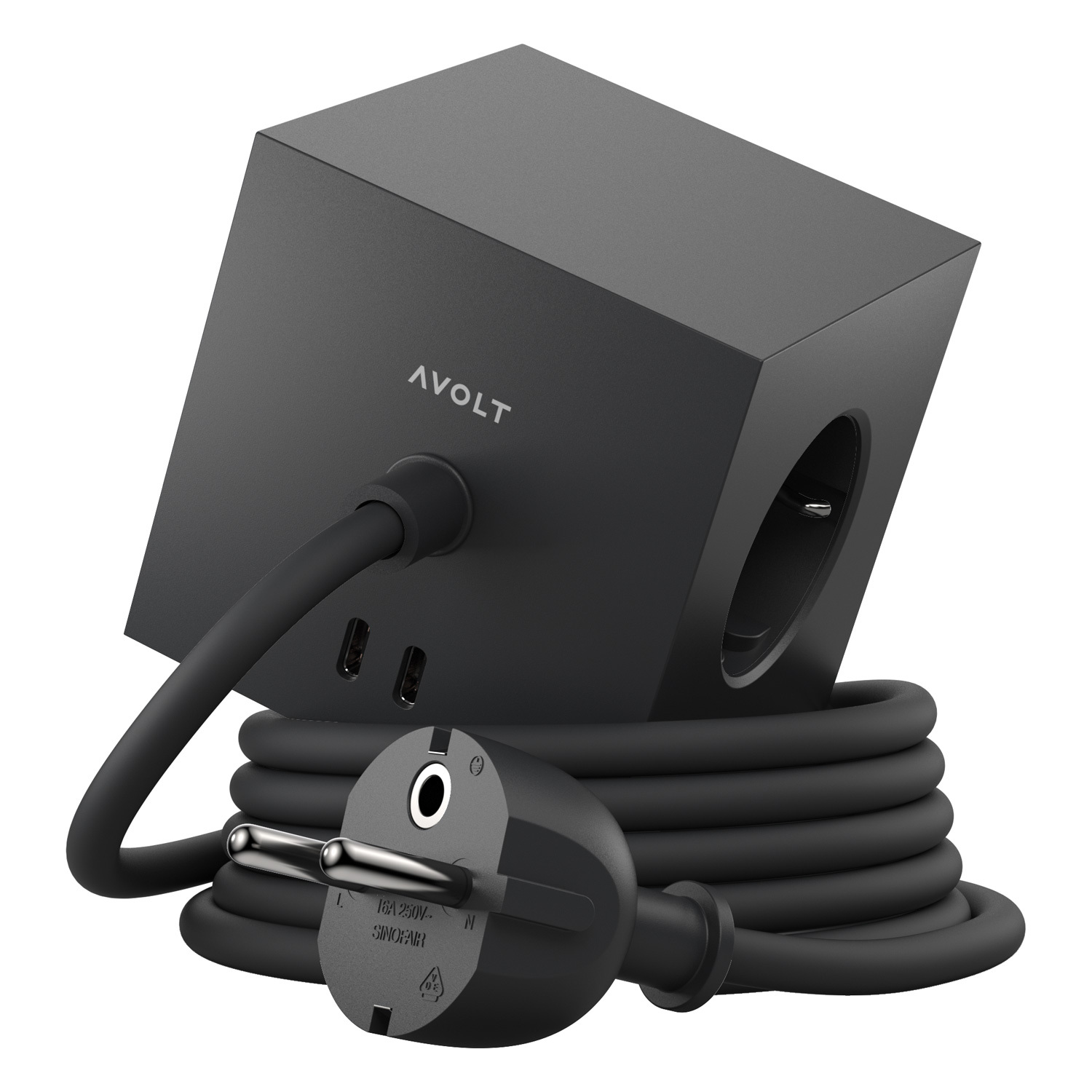 Avolt Square 1 USB-C extension cord, 3 m, Stockholm black | Finnish ...
